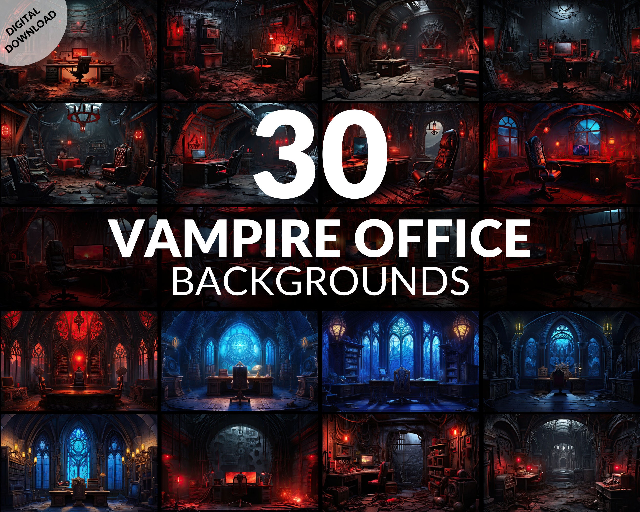 400 Vampire Room Mega Bundle Vtuber Backgrounds, Gothic Stream ...