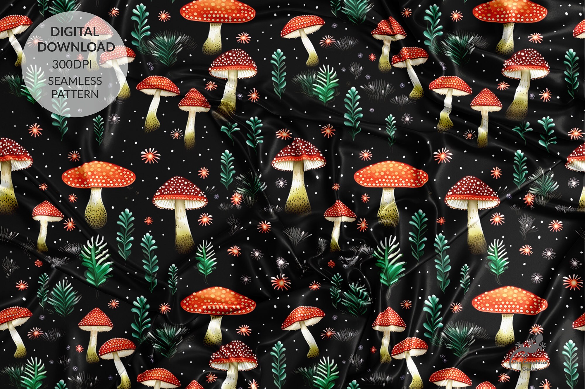 Seamless Digital Pattern, Winter Mushroom Digital Pattern, Mushroom ...