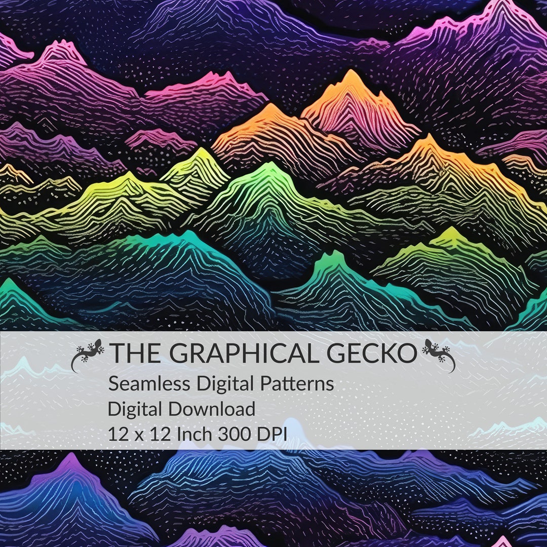 Seamless Digital Pattern, Landscape Seamless Pattern, Mountain ...