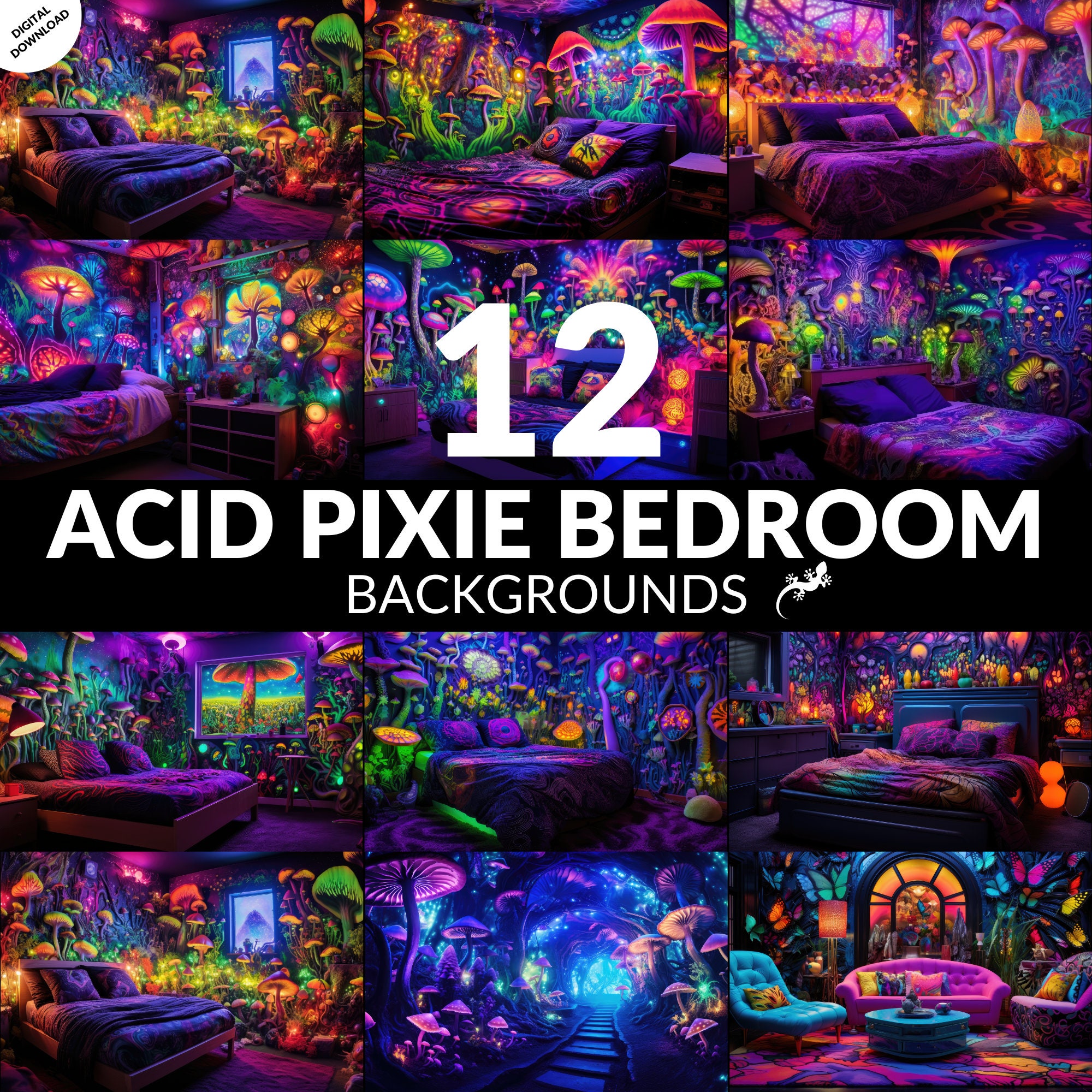 Vtuber Backgrounds Bundle, 160 Acid Pixie Vtuber Twitch Zoom Digital ...