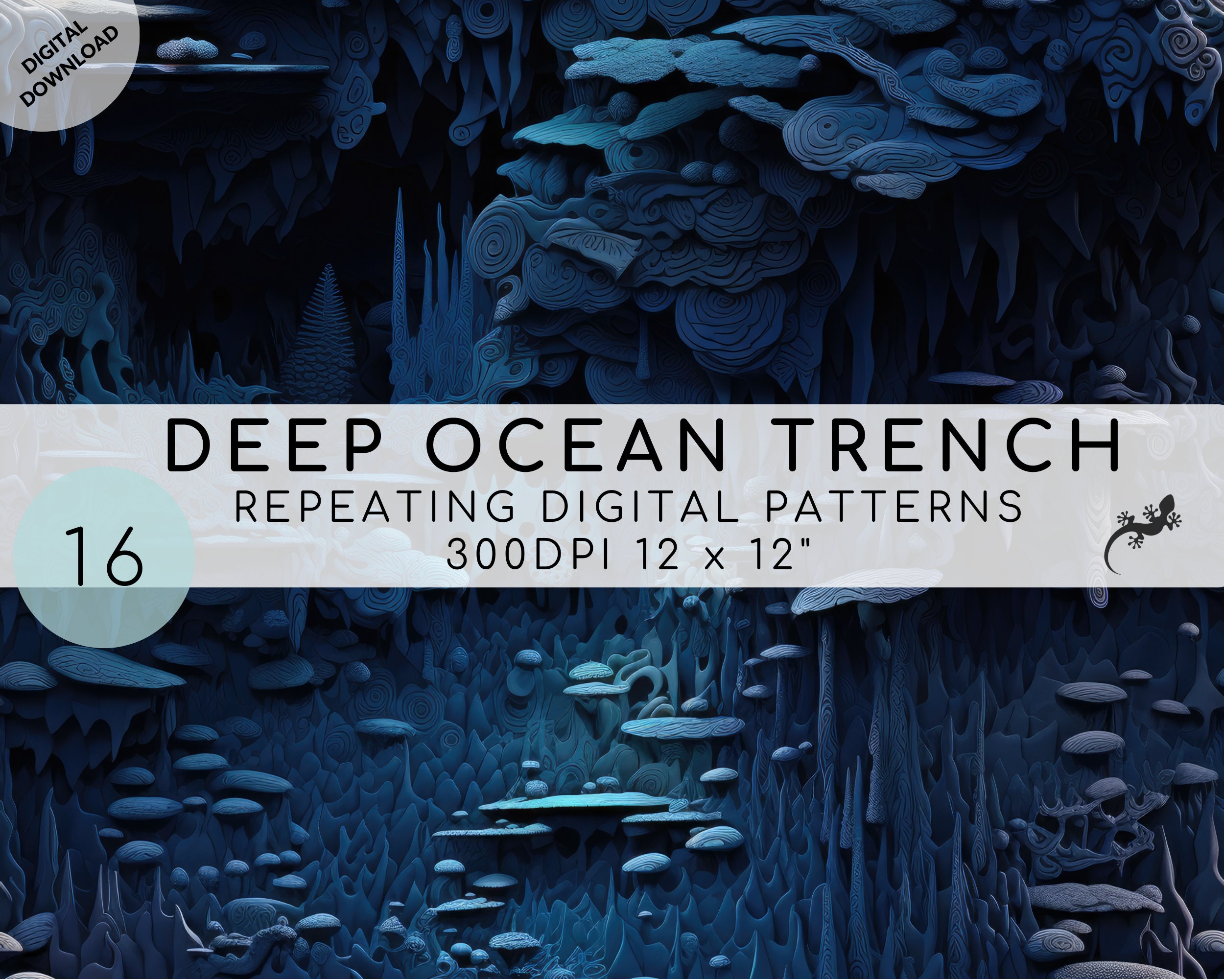 16 Deep Ocean Trench Seamless Pattern Bundle, Ocean Digital Paper ...