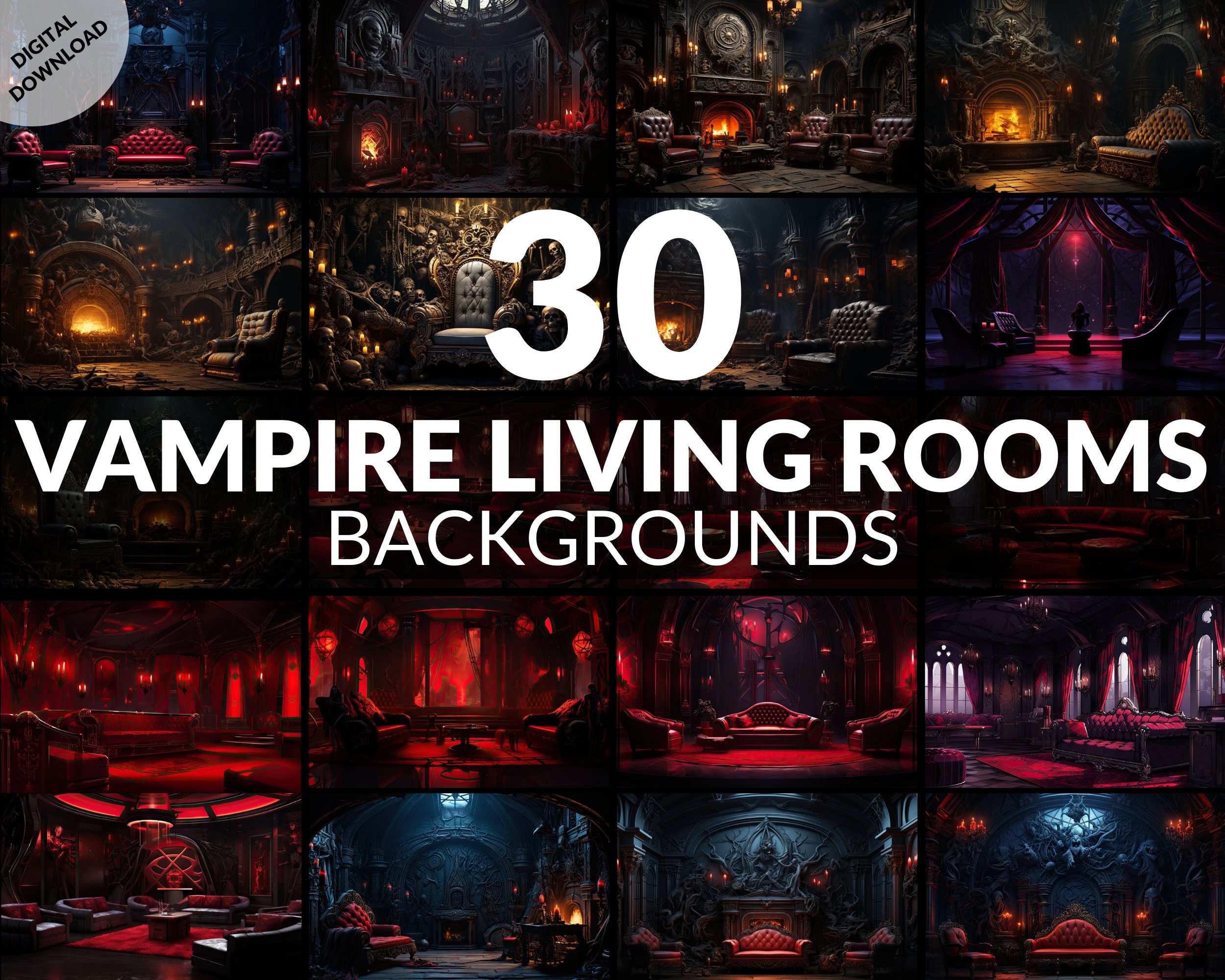 30 Vampire Living Room Vtuber Backgrounds, Gothic Stream Backgrounds, Twitch Background, Virtual ...