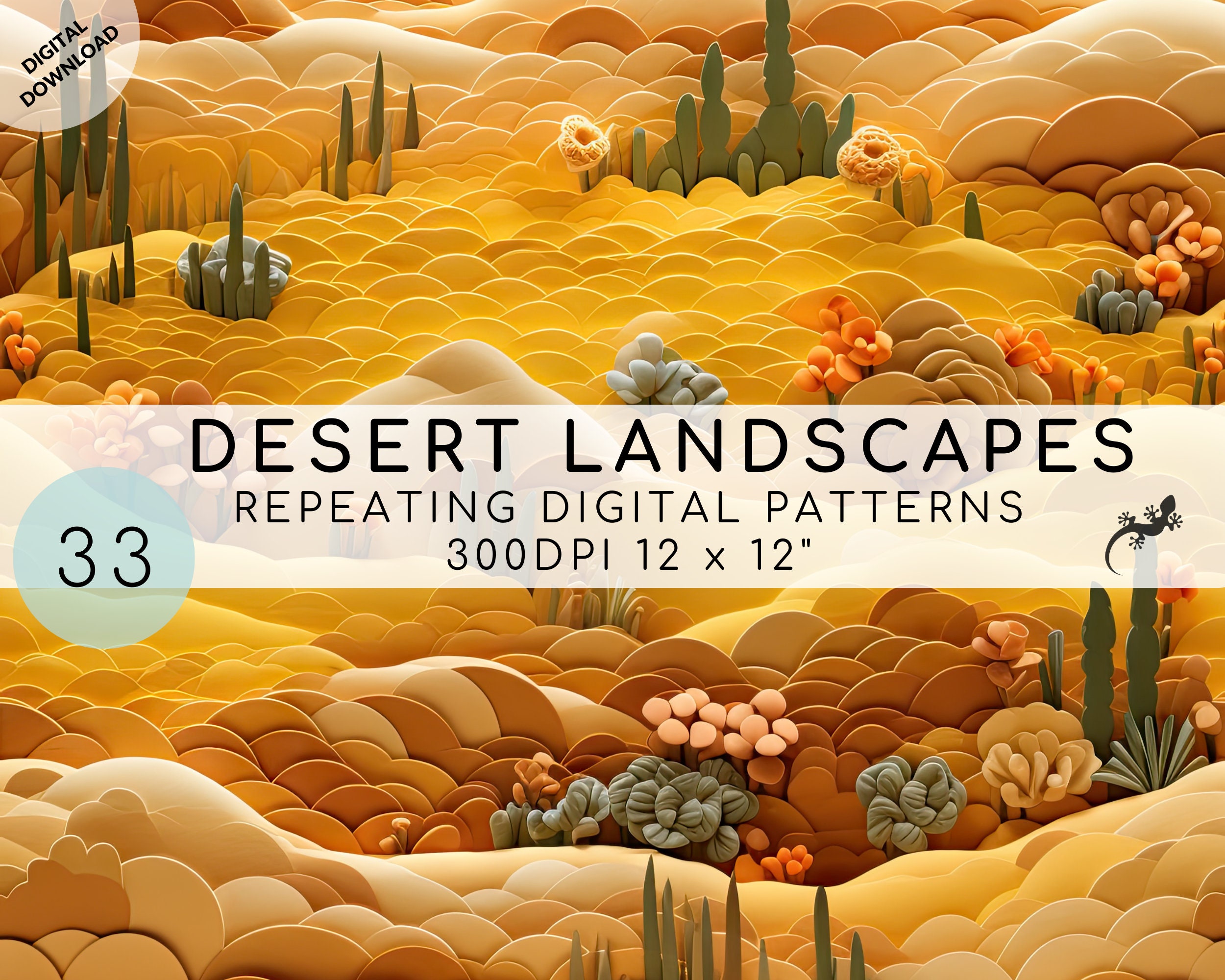 33 Desert Landscape Seamless Pattern Bundle, Desert Digital Paper ...