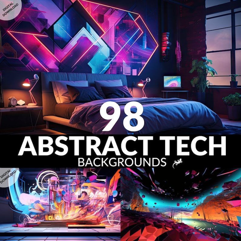 Vtuber Backgrounds Bundle, 98 X Abstract Vtuber Tech Twitch Zoom ...