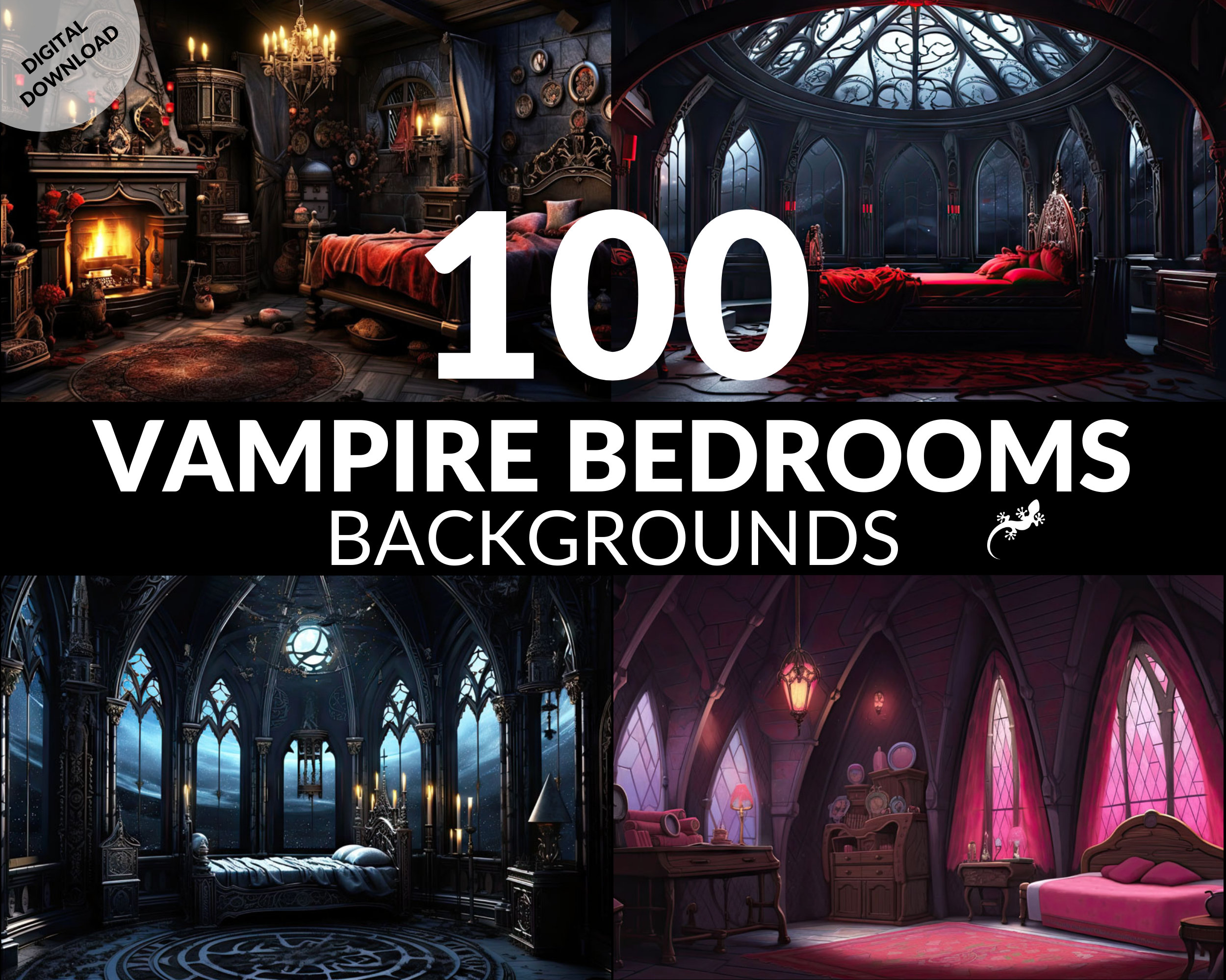 100 Vampire Gothic Bedroom Vtuber Backgrounds, Stream Backgrounds ...