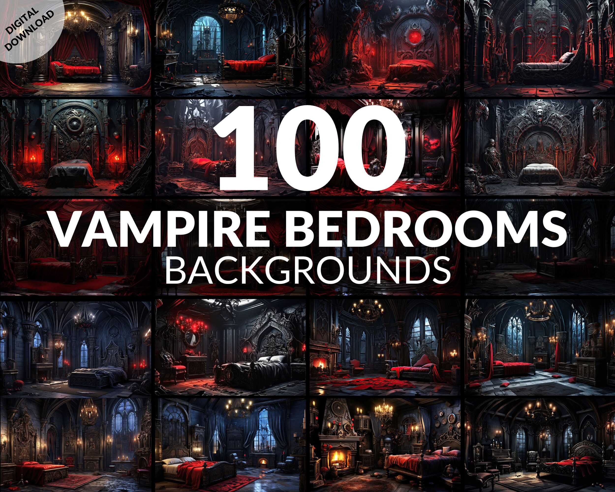 400 Vampire Room Mega Bundle Vtuber Backgrounds, Gothic Stream ...