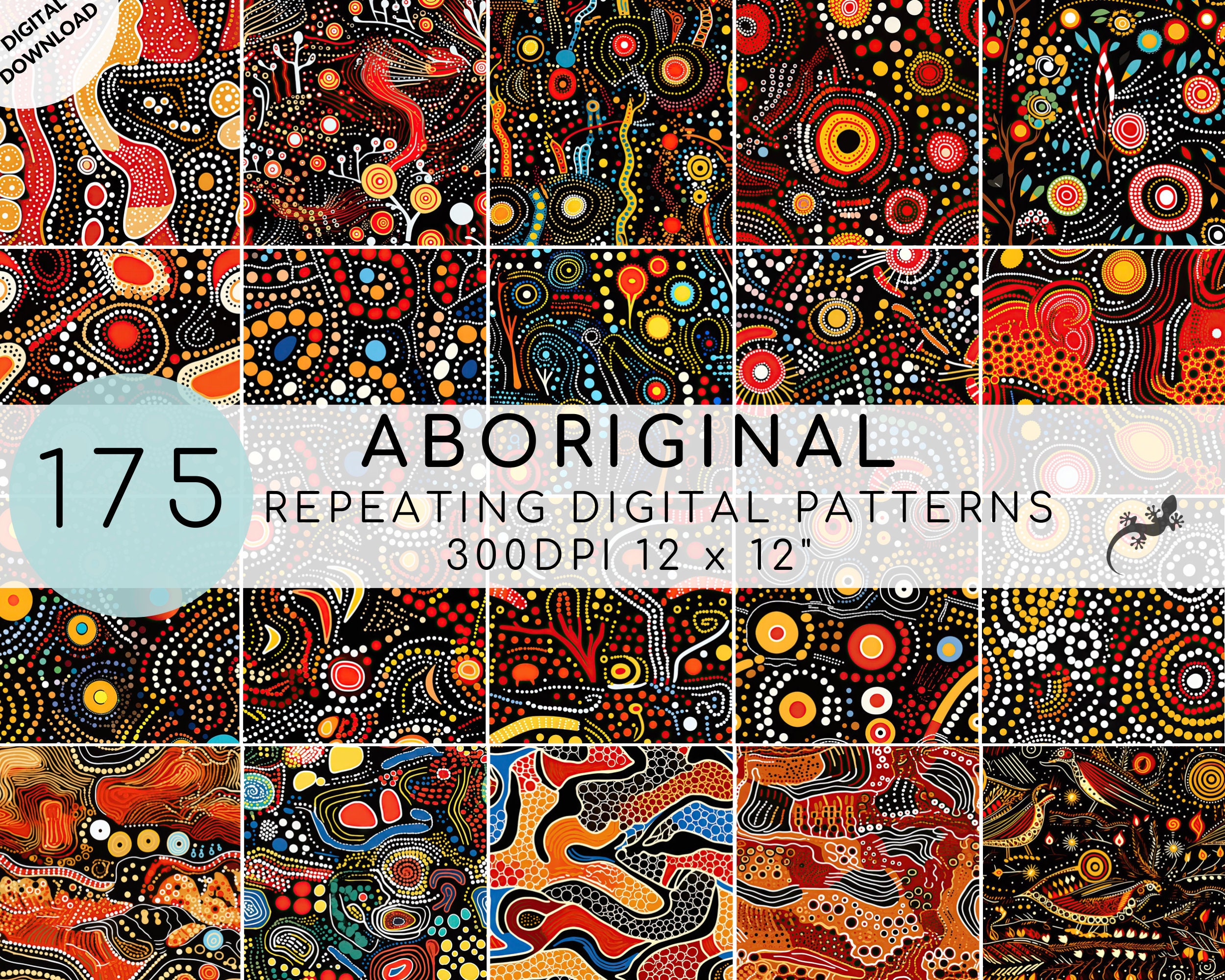 175 Aboriginal Art Inspired Seamless Pattern Bundle, Australian ...