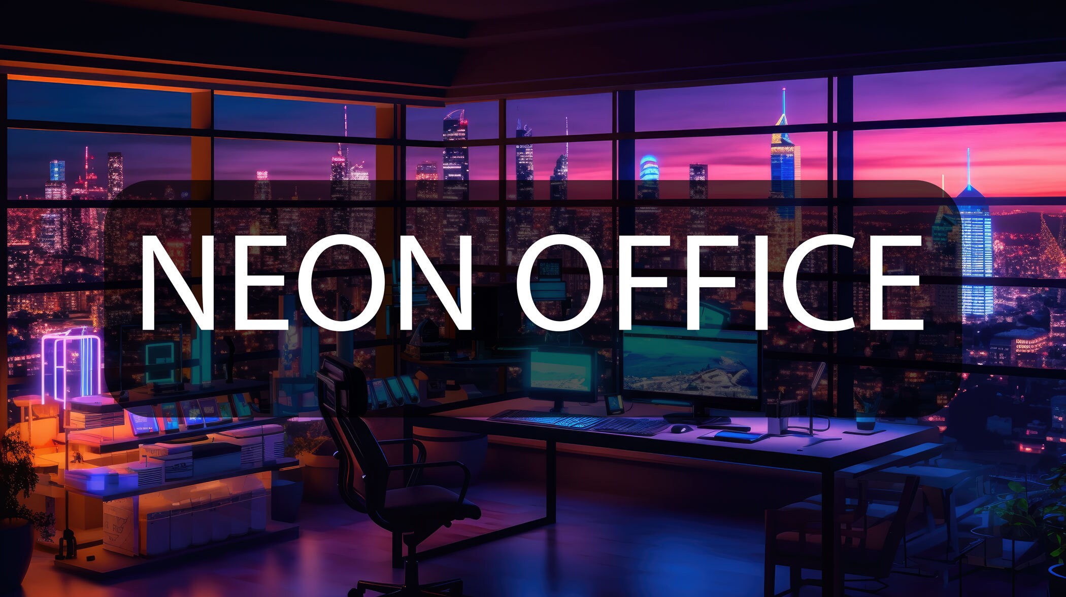 Neon Office Vtuber Backgrounds Bundle, Stream Backgrounds, Twitch ...