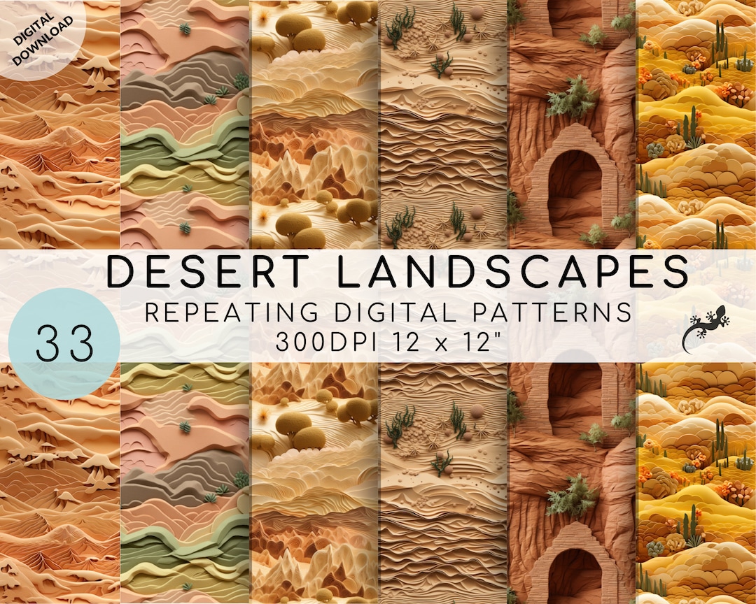 33 Desert Landscape Seamless Pattern Bundle, Desert Digital Paper ...
