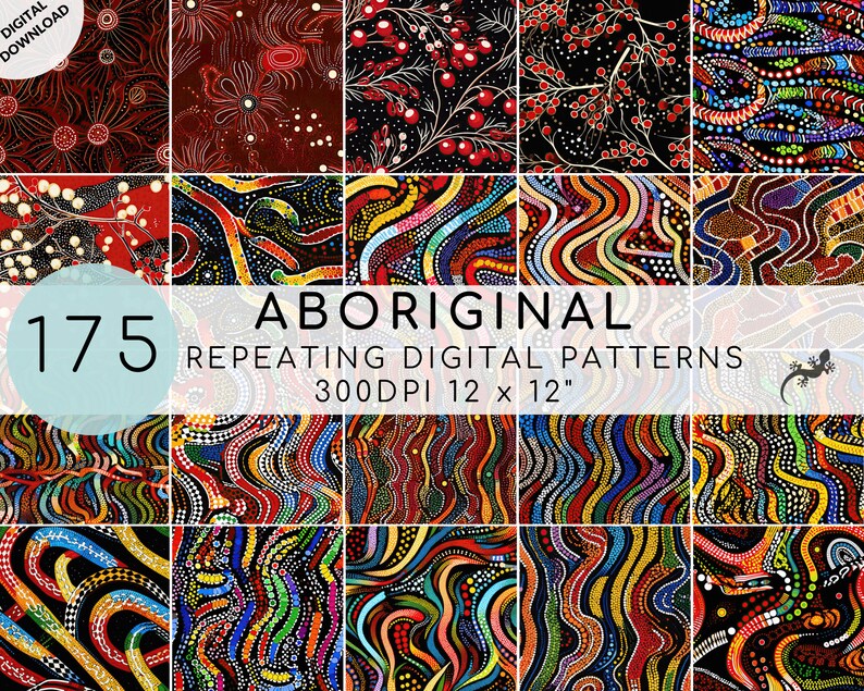 175 Aboriginal Art Inspired Seamless Pattern Bundle, Australian ...