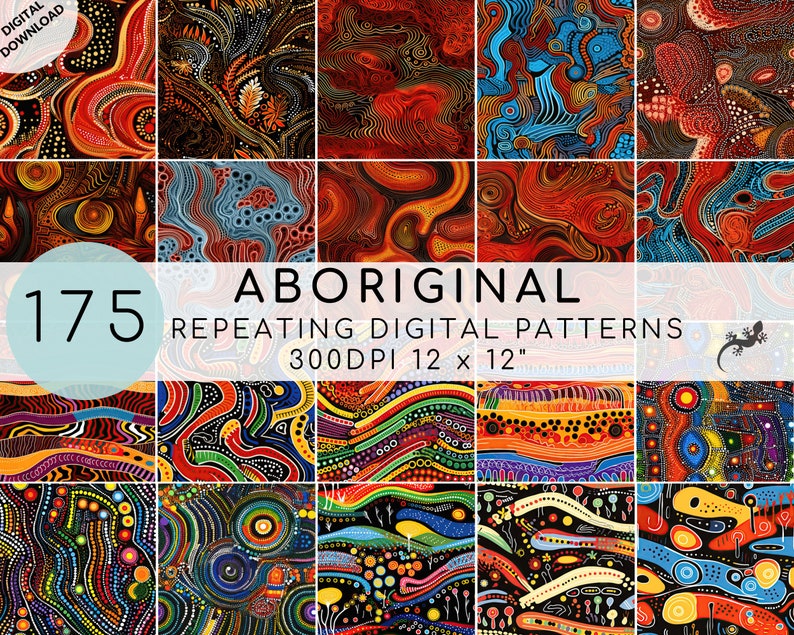 175 Aboriginal Art Inspired Seamless Pattern Bundle, Australian ...