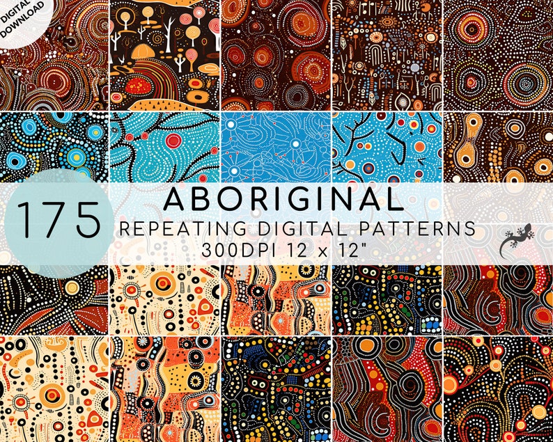 175 Aboriginal Art Inspired Seamless Pattern Bundle, Australian ...
