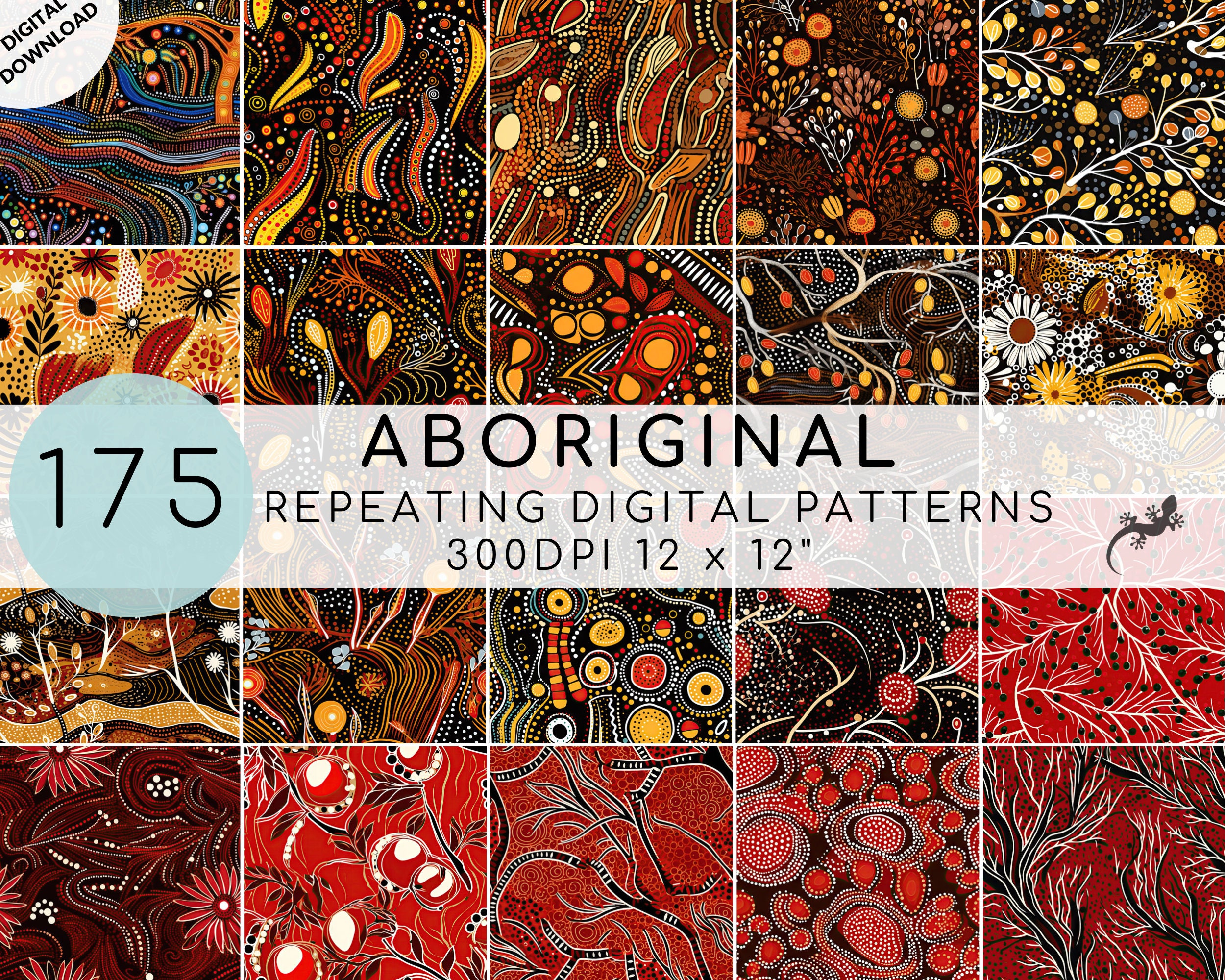 175 Aboriginal Art Inspired Seamless Pattern Bundle, Australian ...