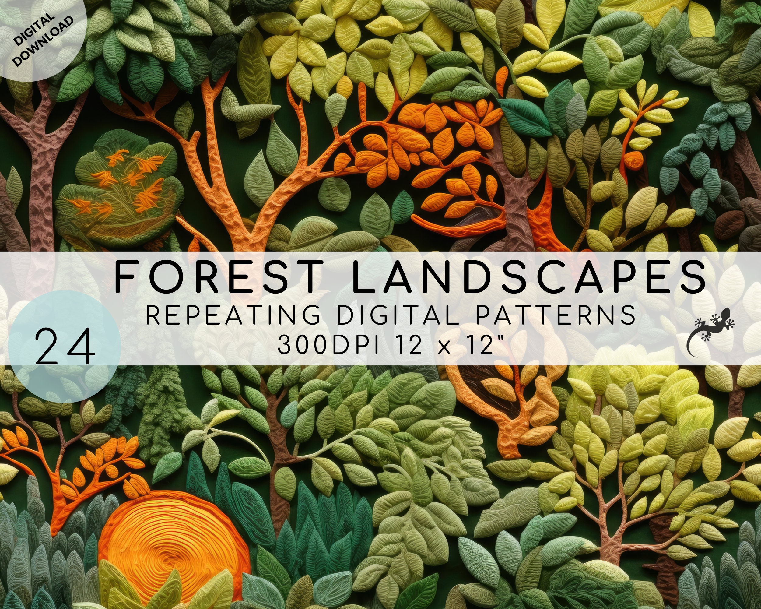 24 Forest Landscape Seamless Pattern Bundle, Forest Digital Paper ...