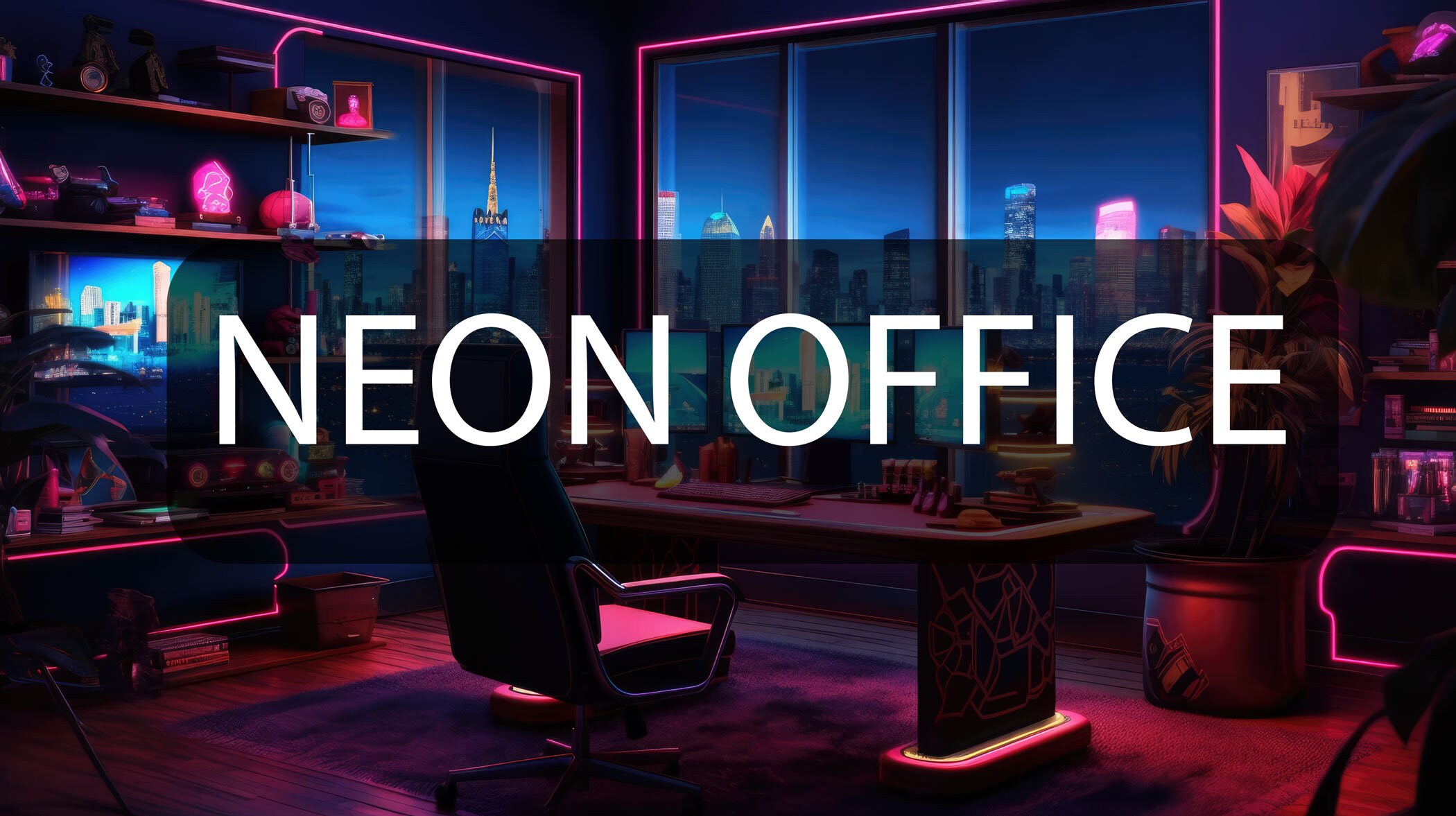 Neon Office Vtuber Backgrounds Bundle, Stream Backgrounds, Twitch ...
