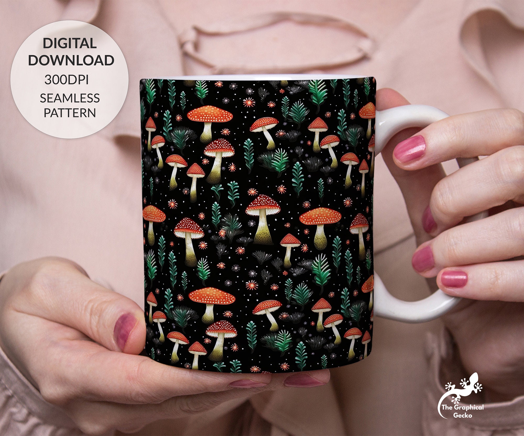 Seamless Digital Pattern, Winter Mushroom Digital Pattern, Mushroom ...