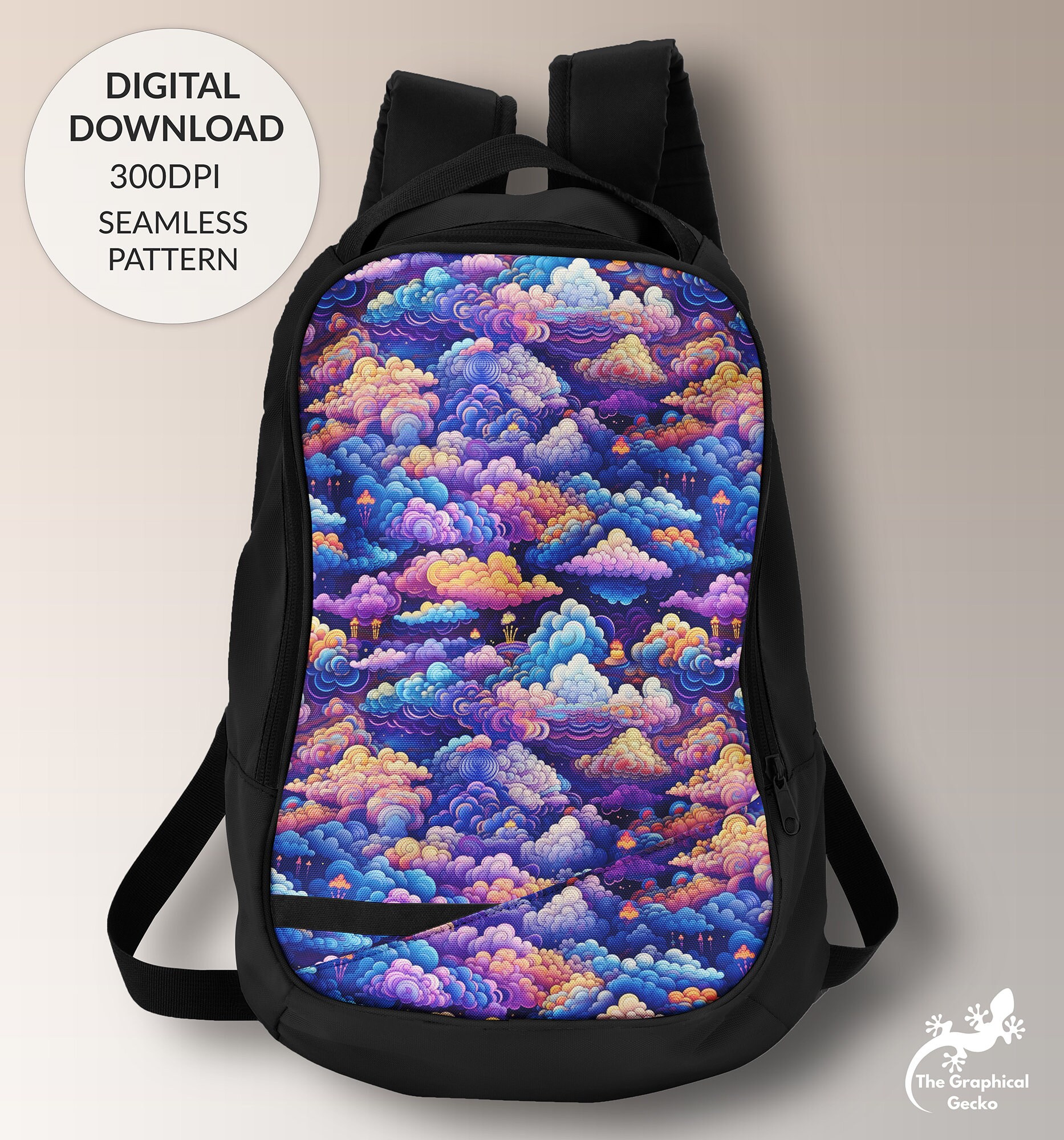 Psychedelic Seamless Digital Pattern Magic Cloud Seamless - Etsy