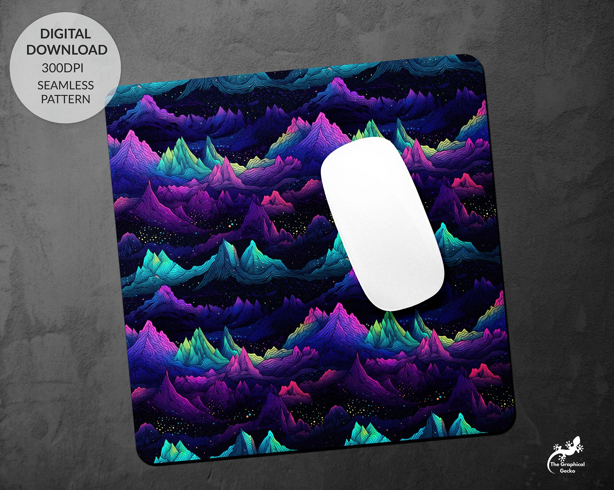 Seamless Digital Pattern, Mountain Landscape Seamless Pattern, Aurora ...