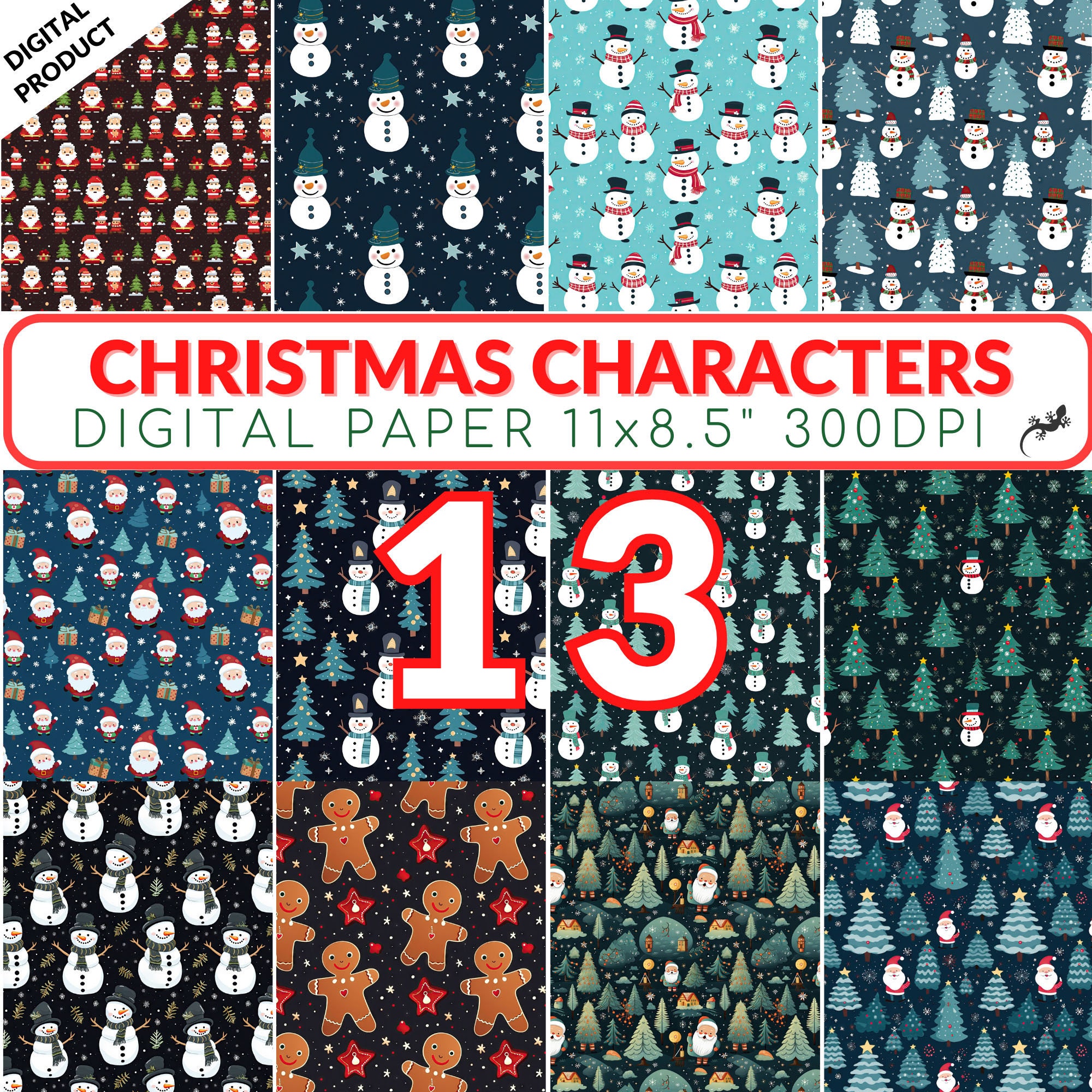 330 Christmas Digital Paper Bundle, Christmas Print Digital Paper ...