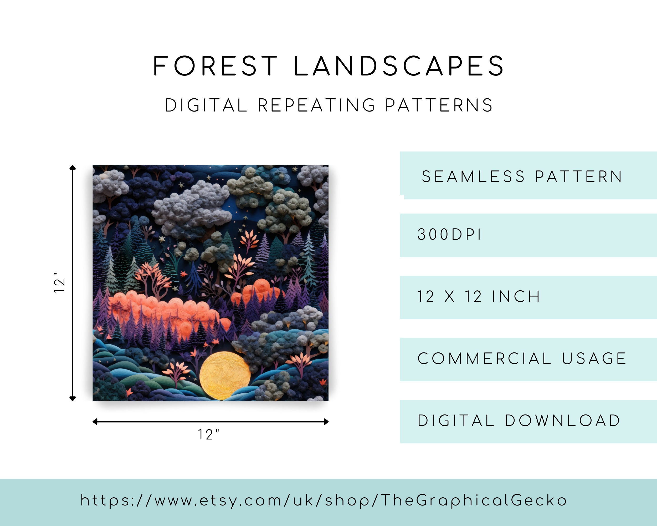 24 Forest Landscape Seamless Pattern Bundle, Forest Digital Paper ...