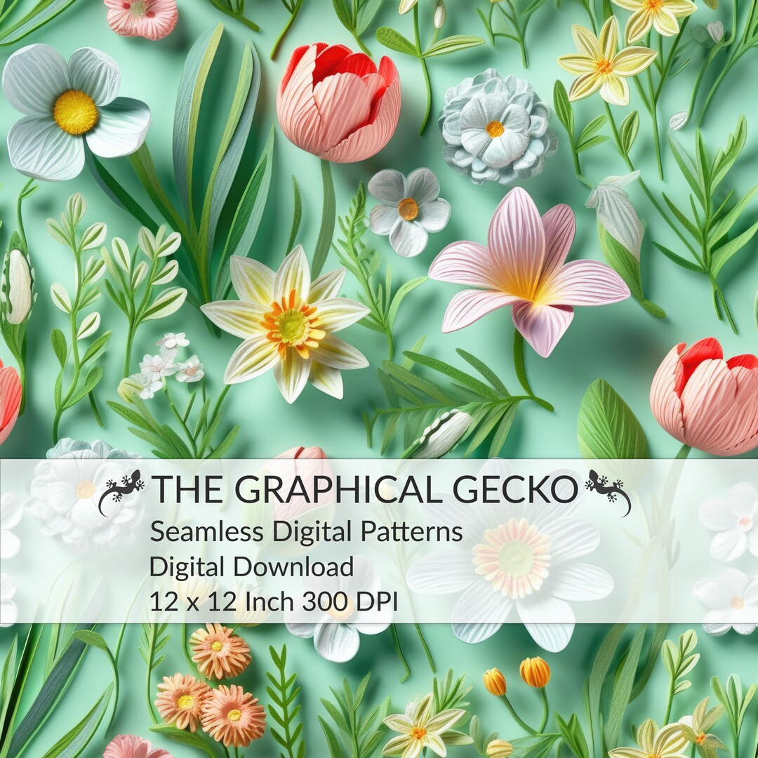 3D Seamless Digital Pattern, Spring Summer Floral Repeatable Pattern ...