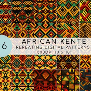 36 African Kente Inspired Seamless Digital Pattern Bundle, African ...