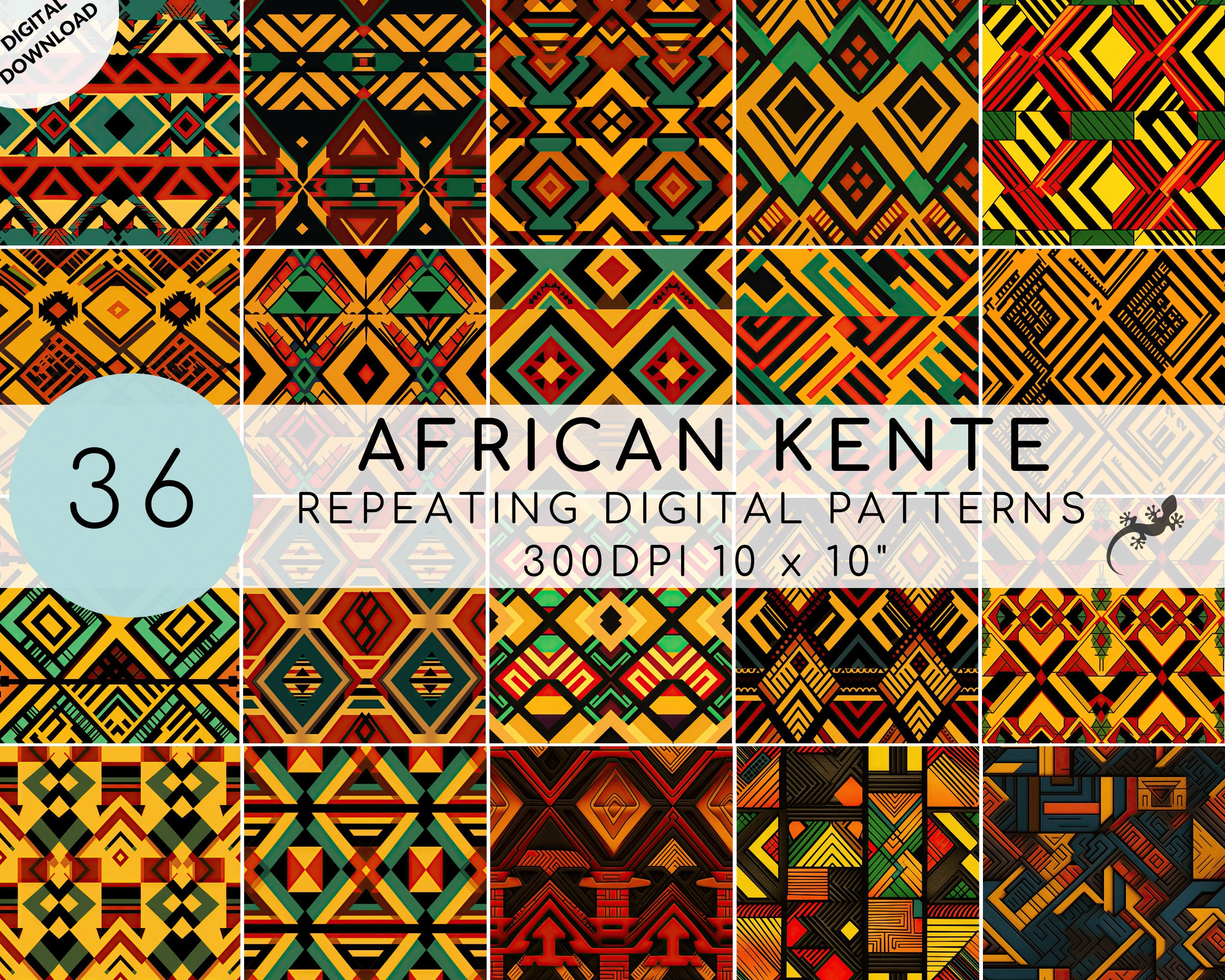 36 African Kente Inspired Seamless Digital Pattern Bundle, African ...