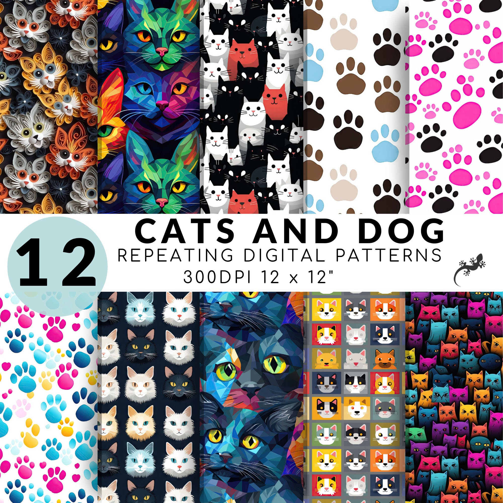 100 Animal Print Nature Digital Paper Bundle, Leopard Tiger Zebra Fish ...