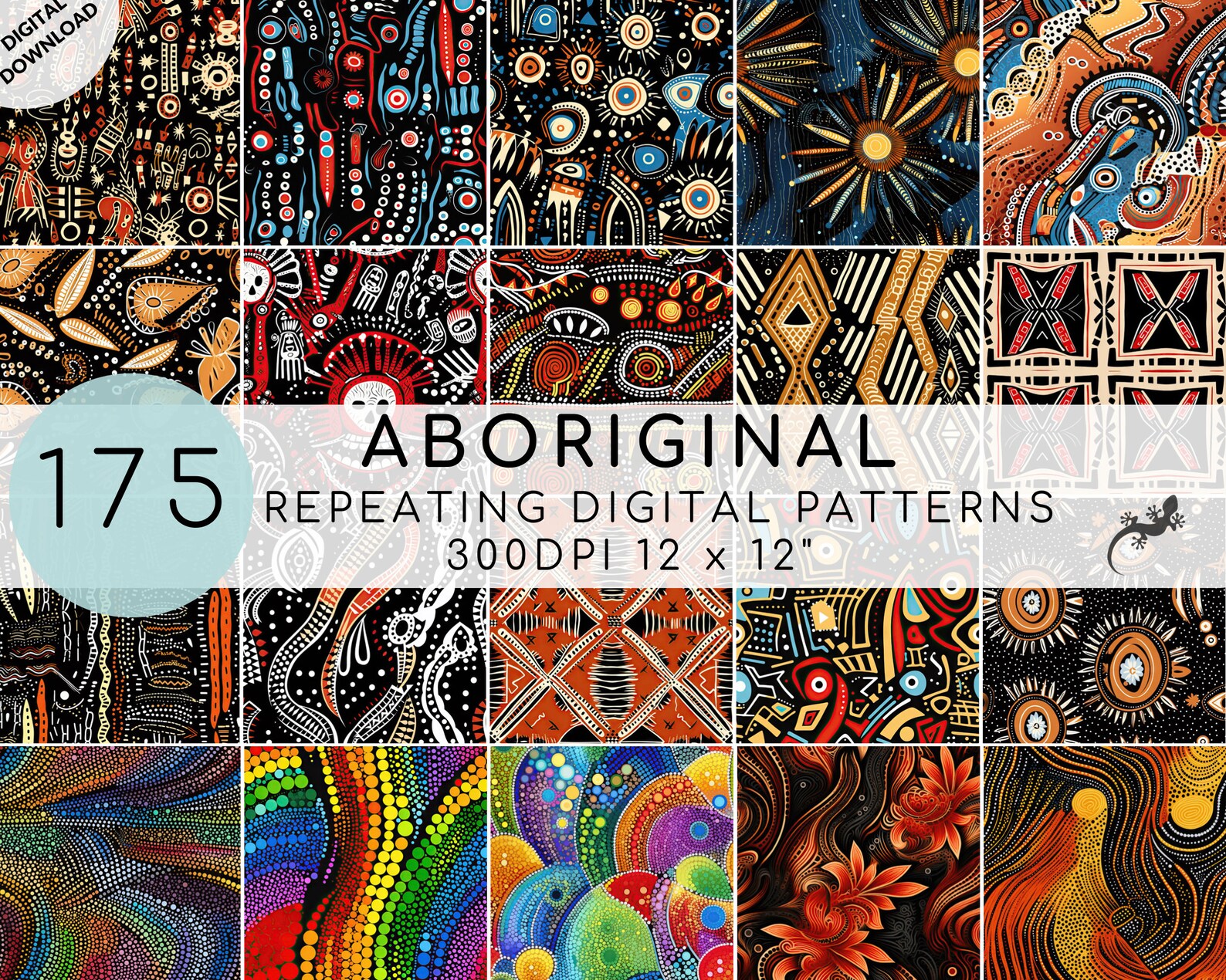175 Aboriginal Art Inspired Seamless Pattern Bundle, Australian ...