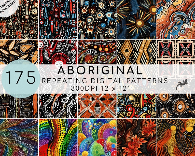 175 Aboriginal Art Inspired Seamless Pattern Bundle, Australian ...