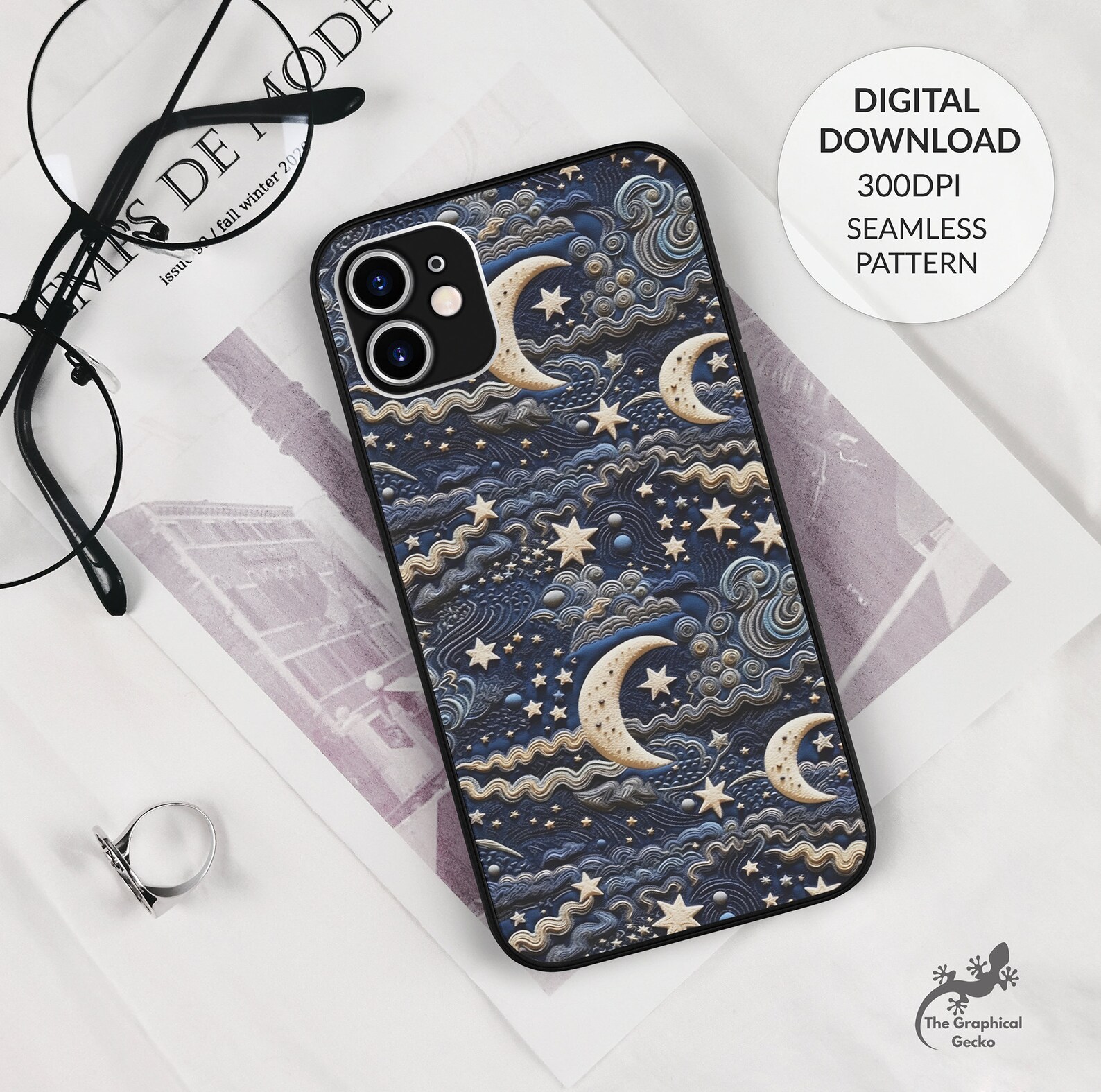 3D Seamless Digital Pattern, Astronomy Repeatable Pattern, Night Sky Digital Pattern, Celestial ...