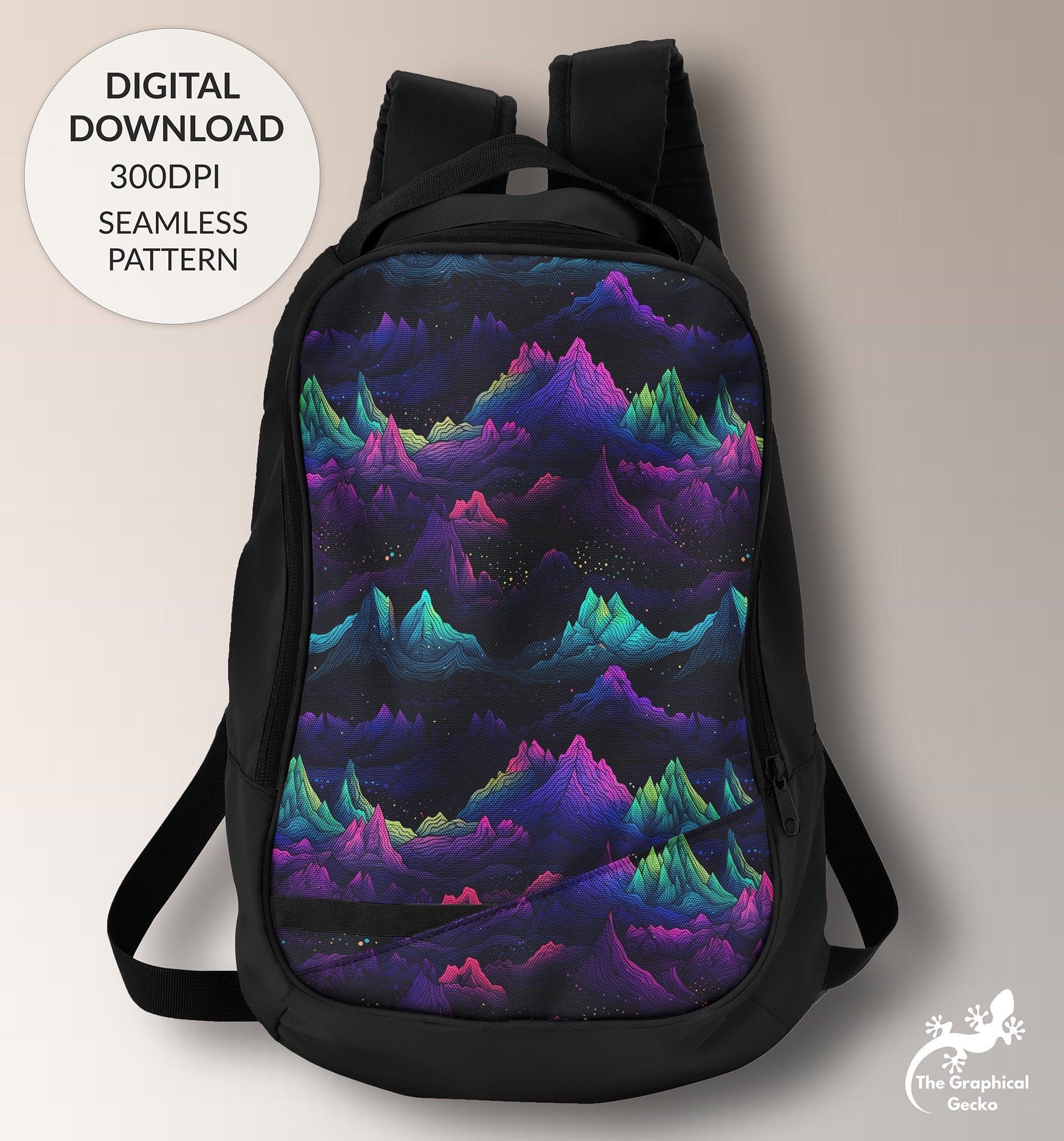 Seamless Digital Pattern, Mountain Landscape Seamless Pattern, Aurora ...