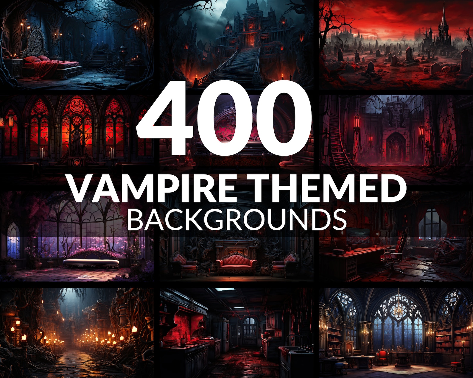 400 Vampire Room Mega Bundle Vtuber Backgrounds, Gothic Stream ...