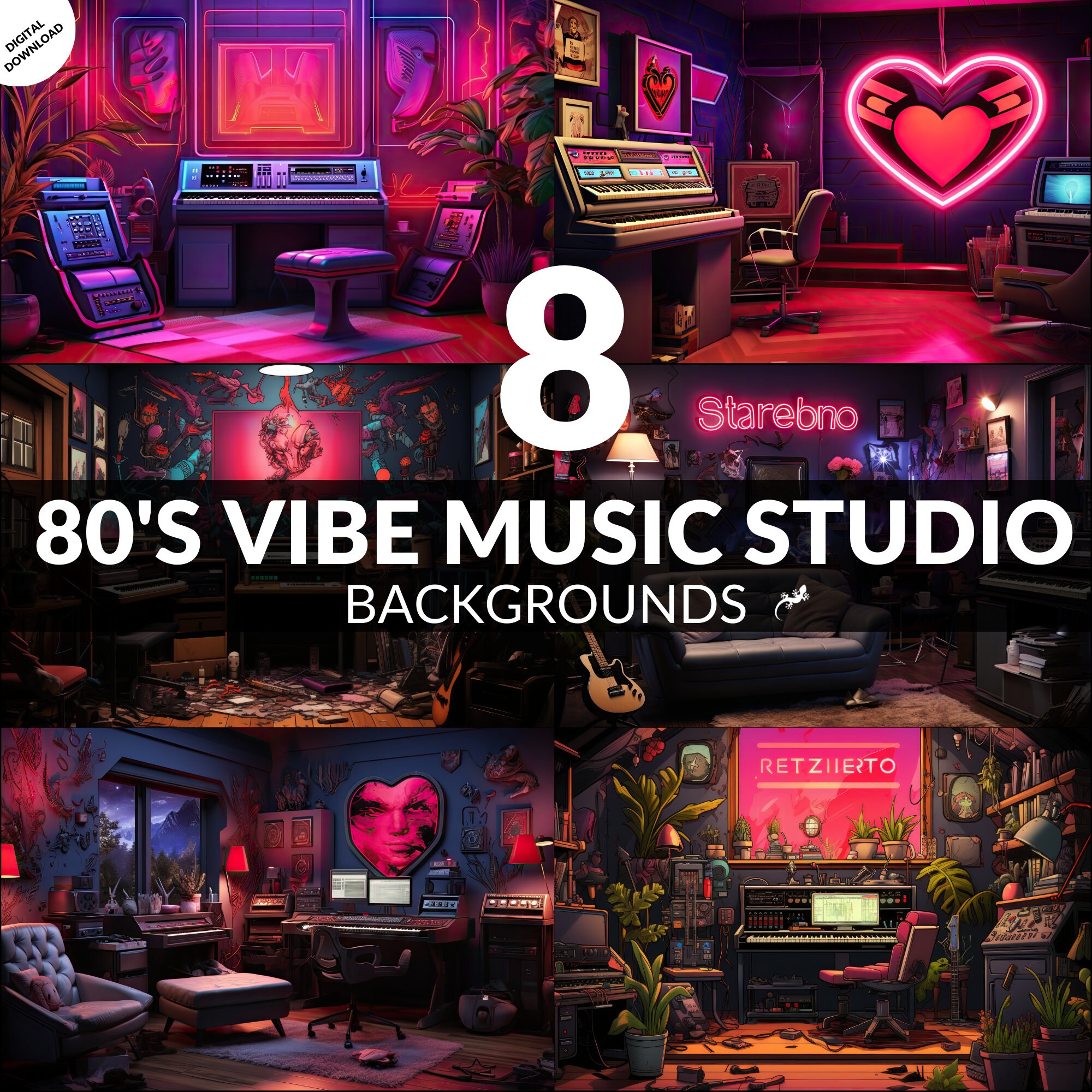 Vtuber Backgrounds Bundle, 100 X 80's Vibe Stream Twitch Zoom ...