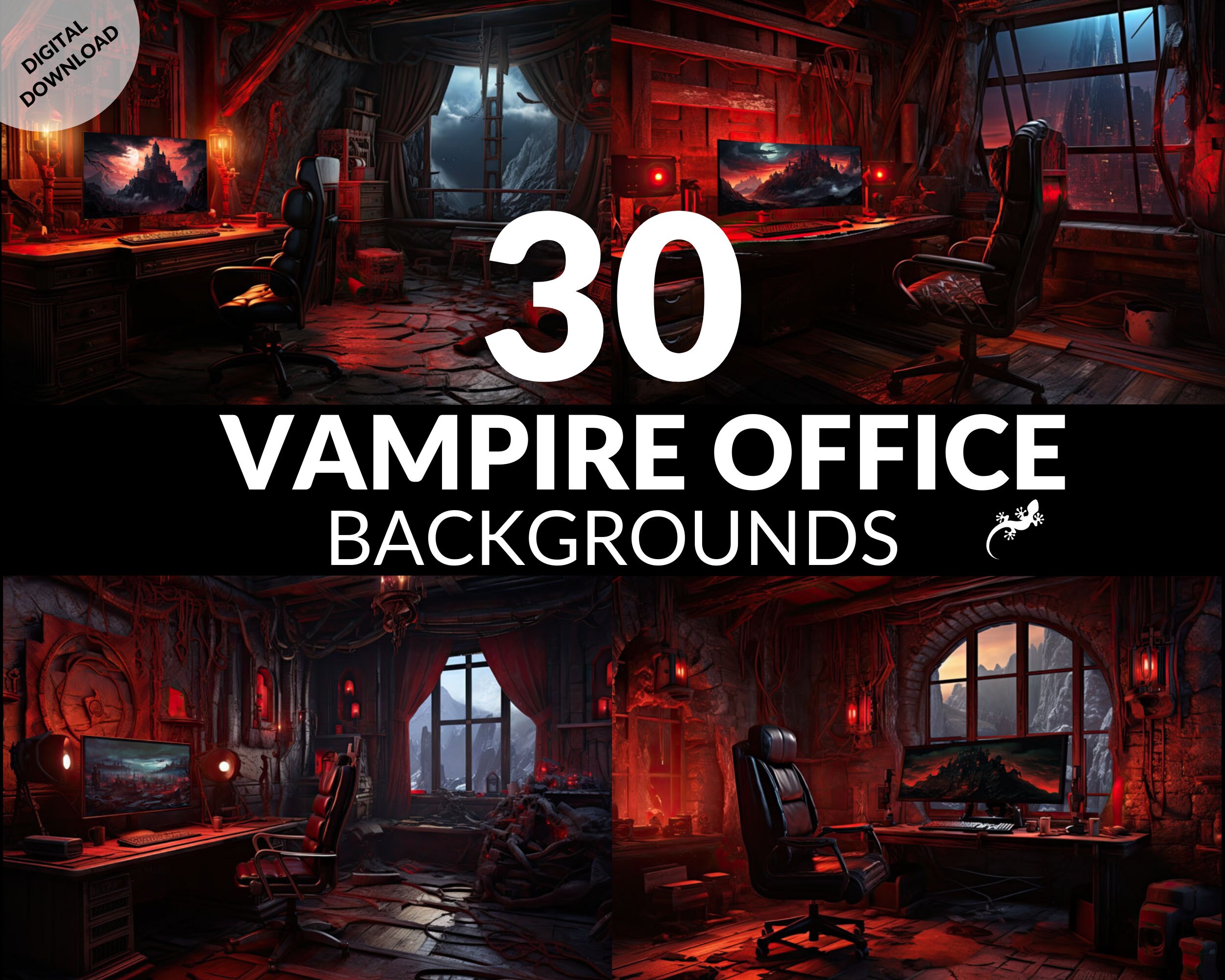 30 Vampire Office Vtuber Backgrounds, Gothic Stream Backgrounds, Twitch ...