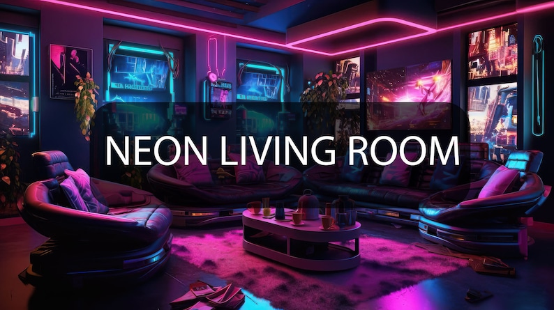 Neon Living Room Vtuber Backgrounds Bundle, Stream Backgrounds, Twitch ...