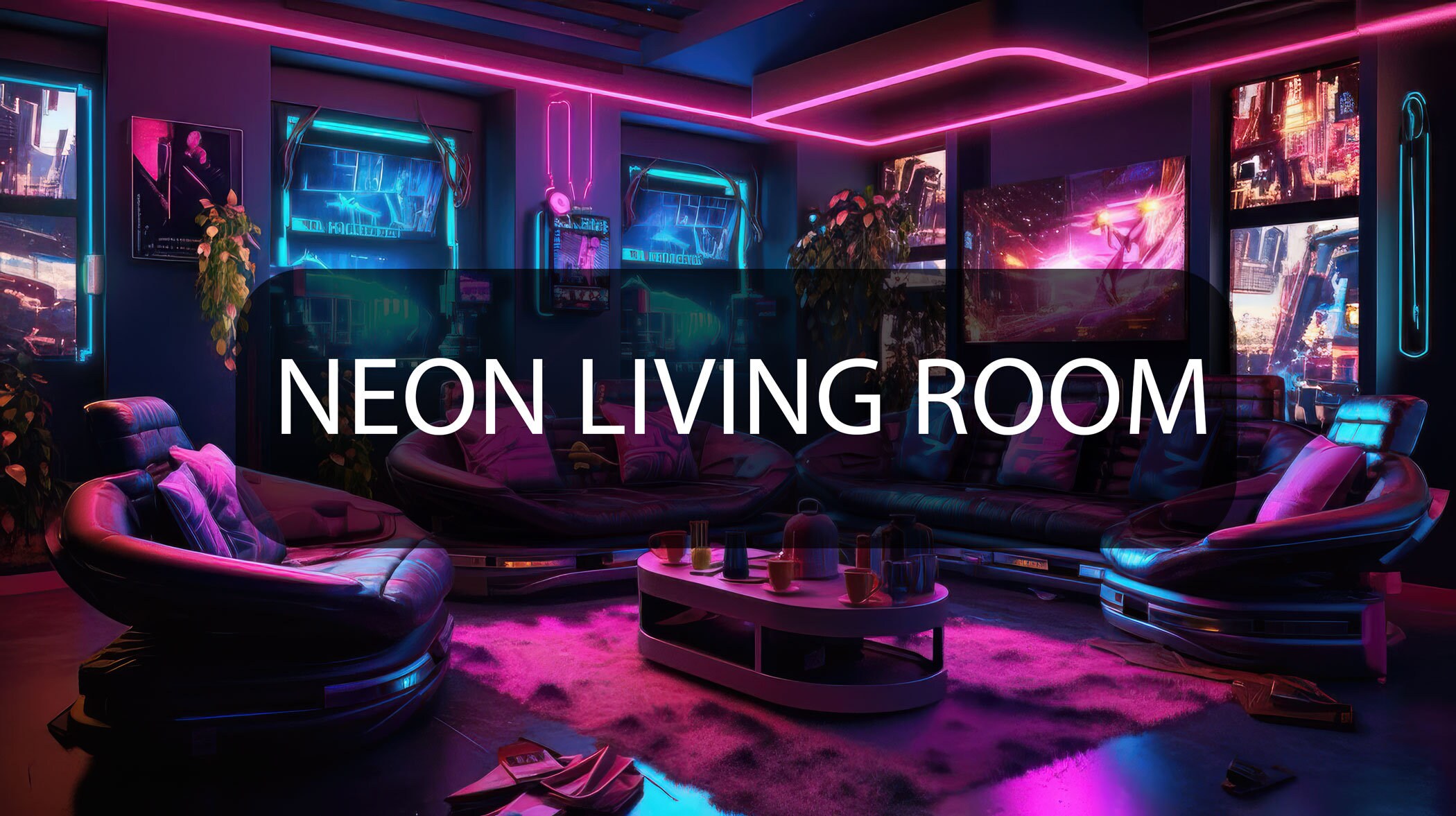 Neon Living Room Vtuber Backgrounds Bundle, Stream Backgrounds, Twitch ...