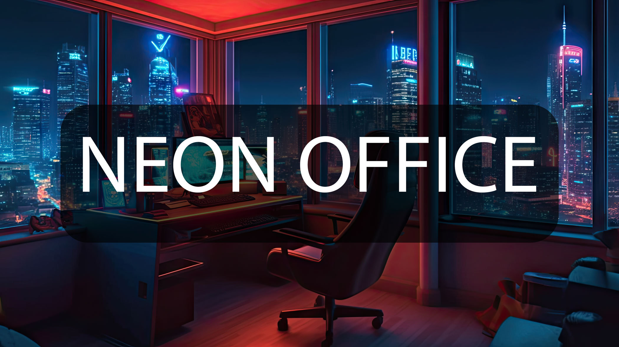 Neon Office Vtuber Backgrounds Bundle, Stream Backgrounds, Twitch ...