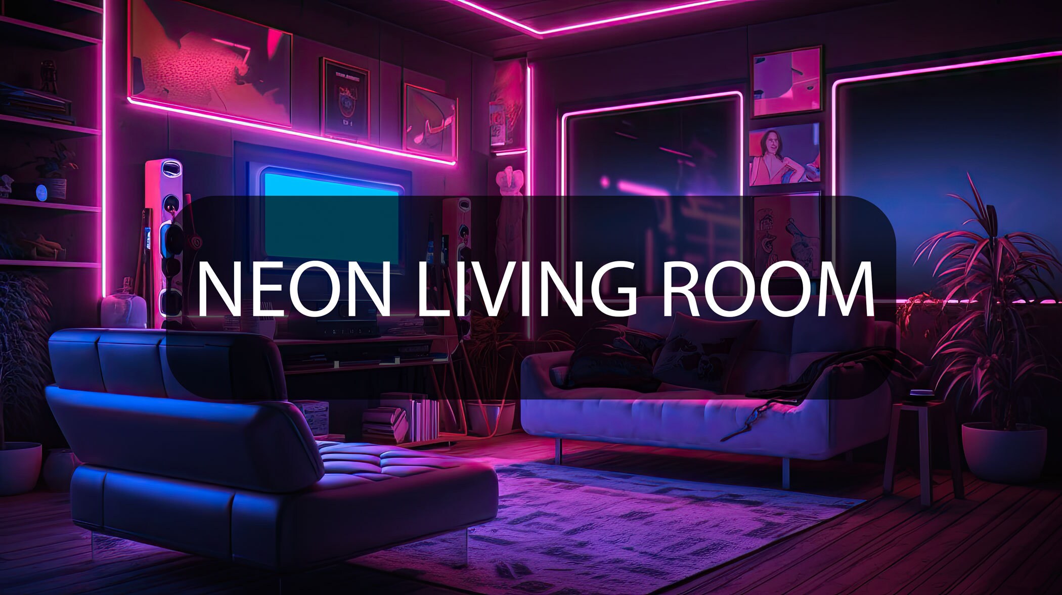 Neon Living Room Vtuber Backgrounds Bundle, Stream Backgrounds, Twitch ...