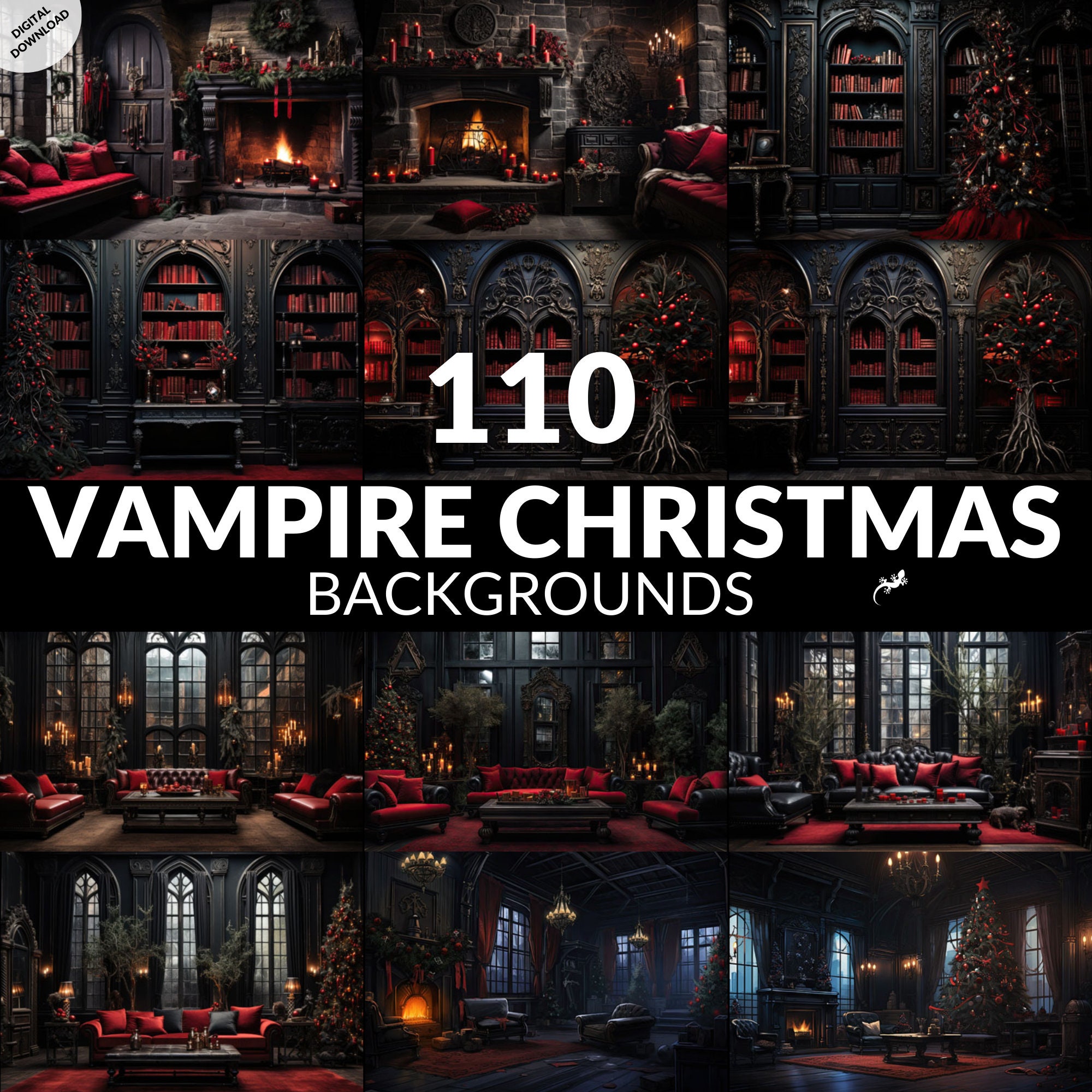 110 Vampire Christmas Mega Bundle Vtuber Backgrounds, Gothic Vampire ...