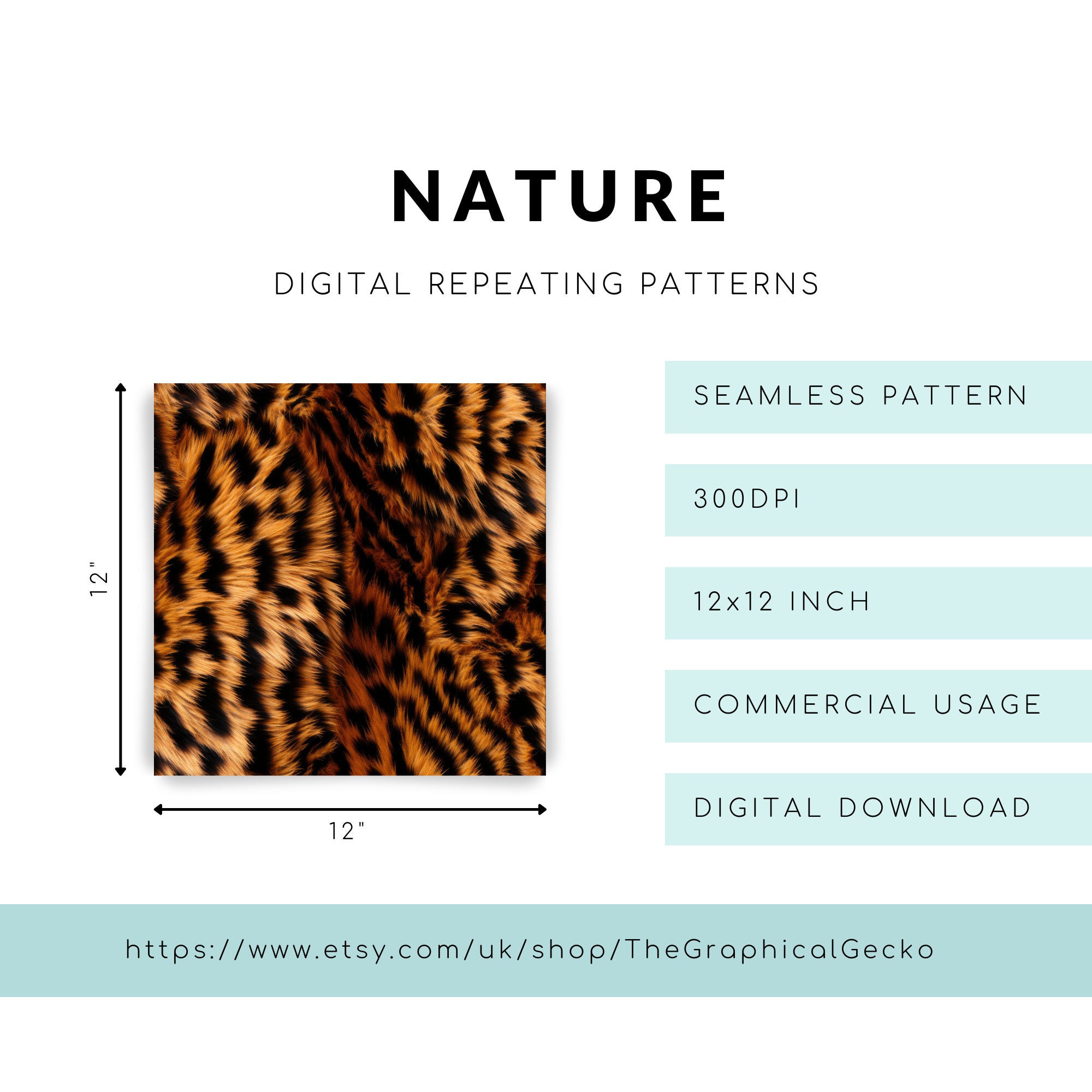100 Animal Print Nature Digital Paper Bundle, Leopard Tiger Zebra Fish ...
