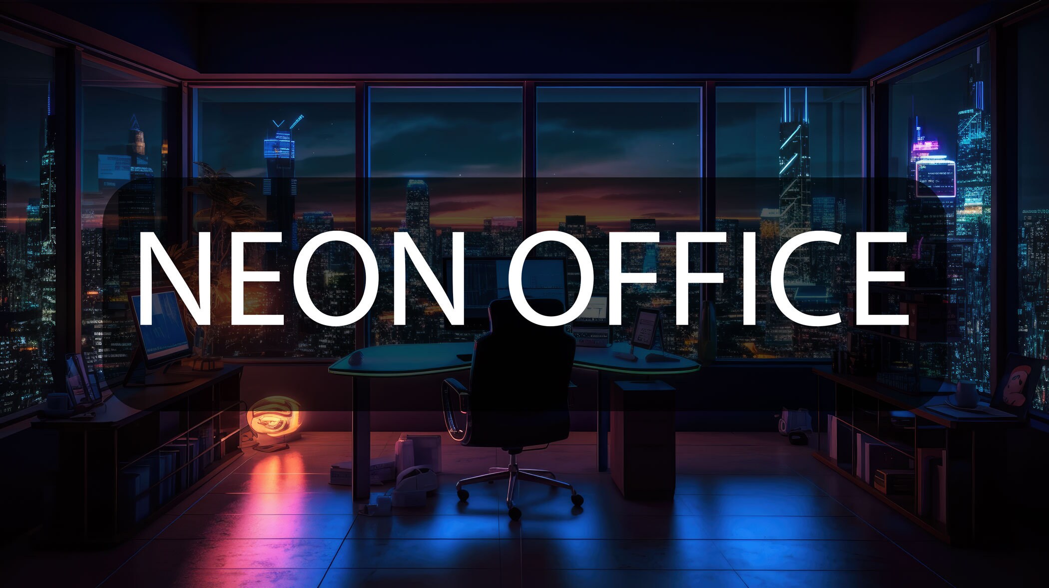 Neon Office Vtuber Backgrounds Bundle, Stream Backgrounds, Twitch ...