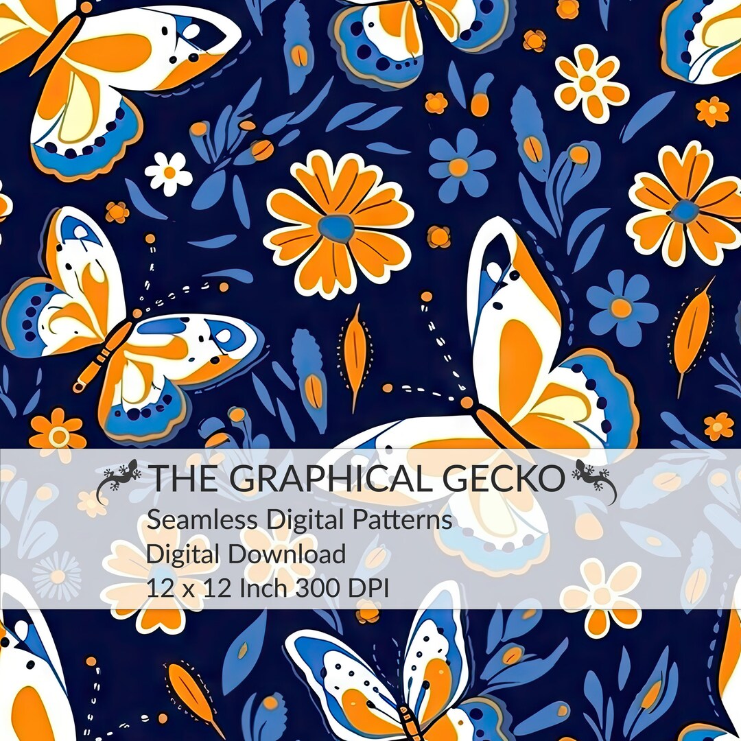 Seamless Digital Pattern, Floral Butterfly Seamless Pattern, Summer ...