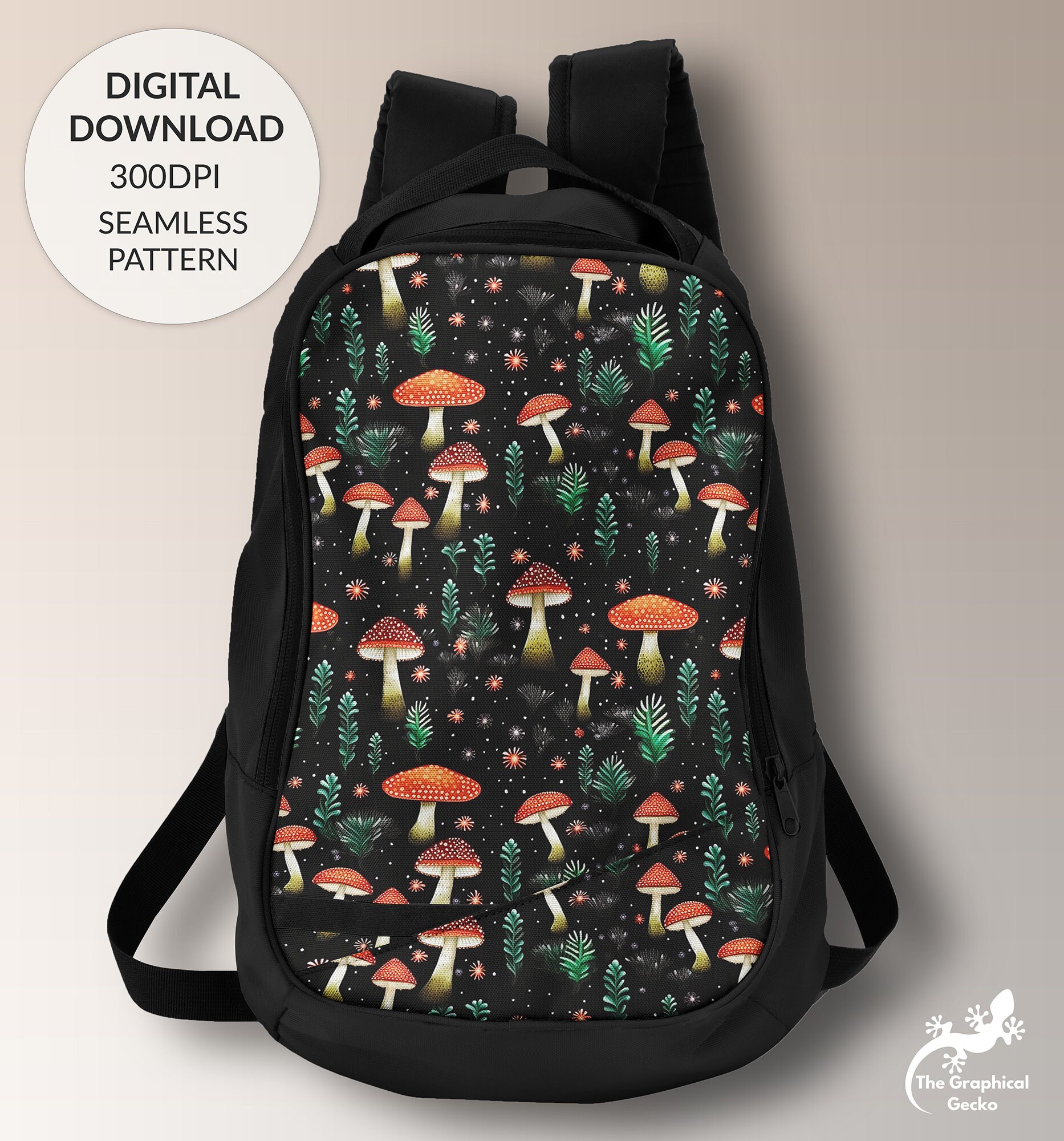Seamless Digital Pattern, Winter Mushroom Digital Pattern, Mushroom ...