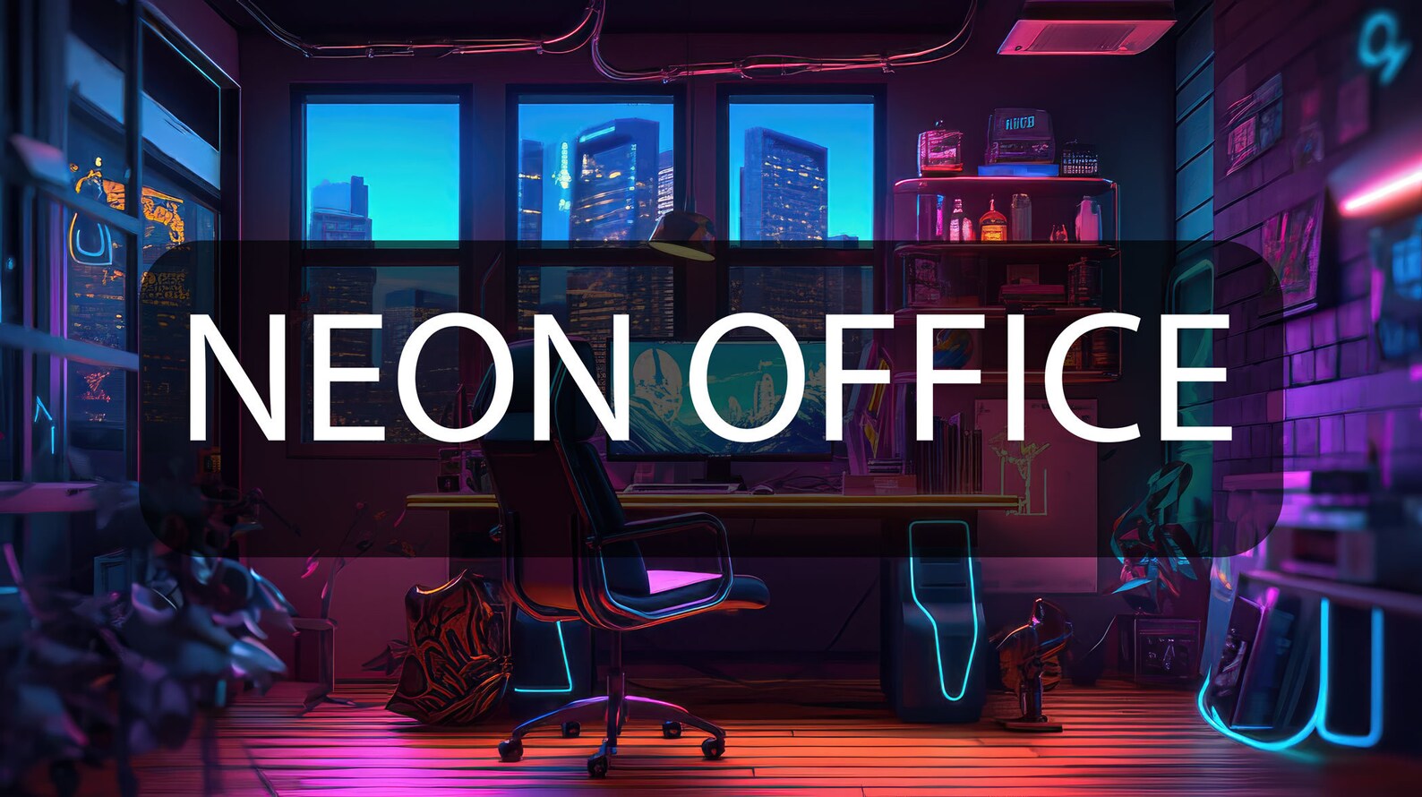 Neon Office Vtuber Backgrounds Bundle, Stream Backgrounds, Twitch ...