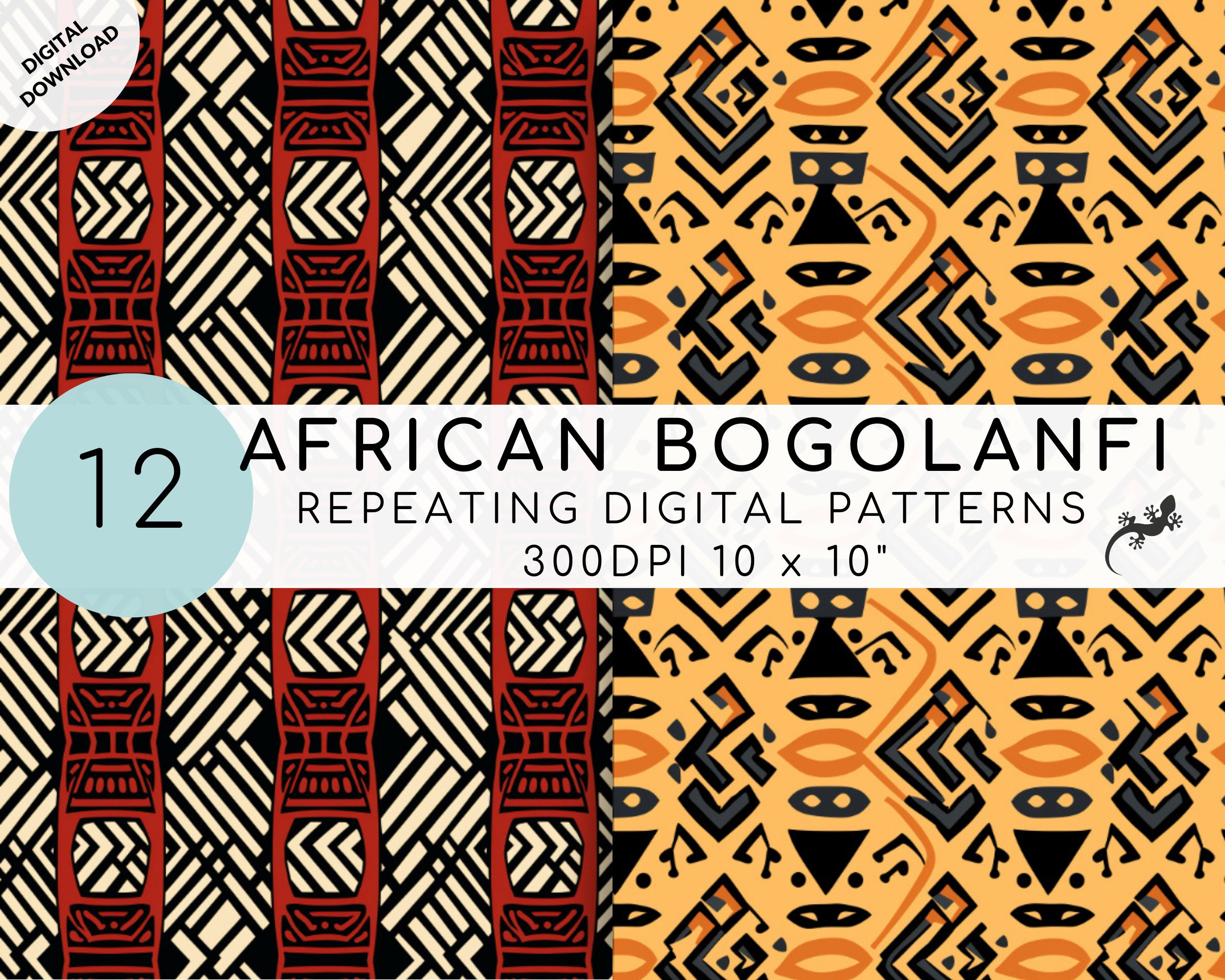 12 African Bogolanfi Inspired Seamless Digital Pattern Bundle, African ...