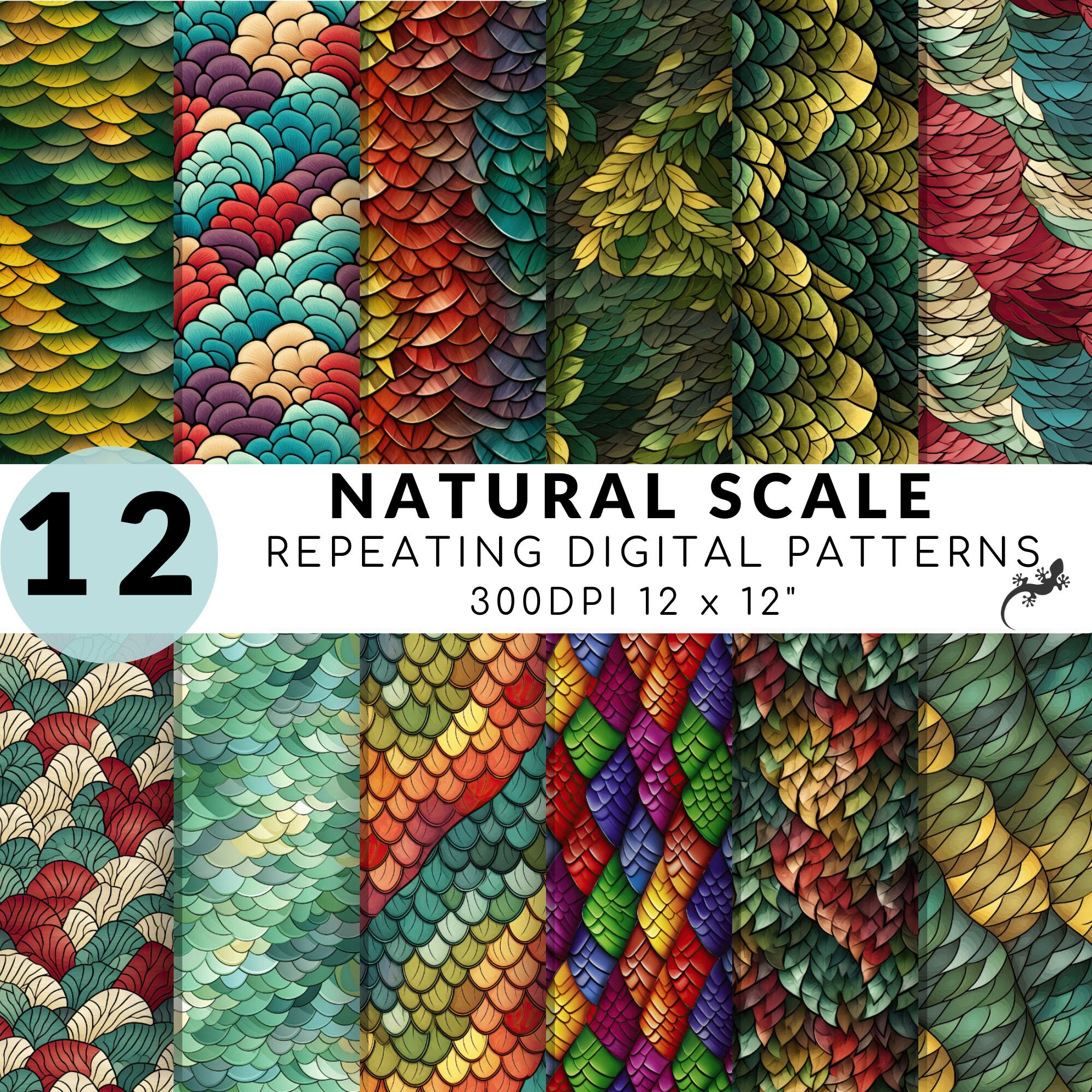 100 Animal Print Nature Digital Paper Bundle, Leopard Tiger Zebra Fish ...