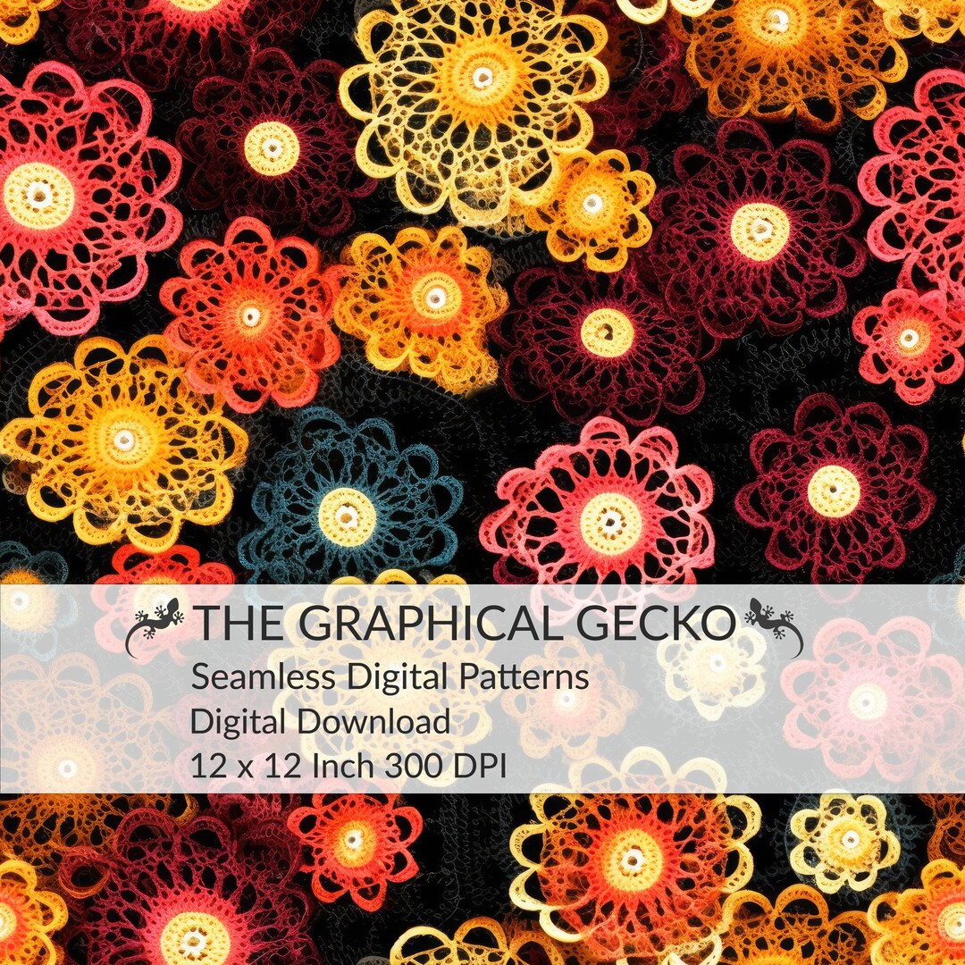 Embroidery Seamless Digital Pattern, Flower Seamless Pattern, Crochet ...