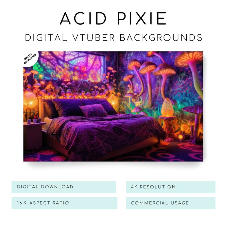 Vtuber Backgrounds Bundle, 160 Acid Pixie Vtuber Twitch Zoom Digital ...