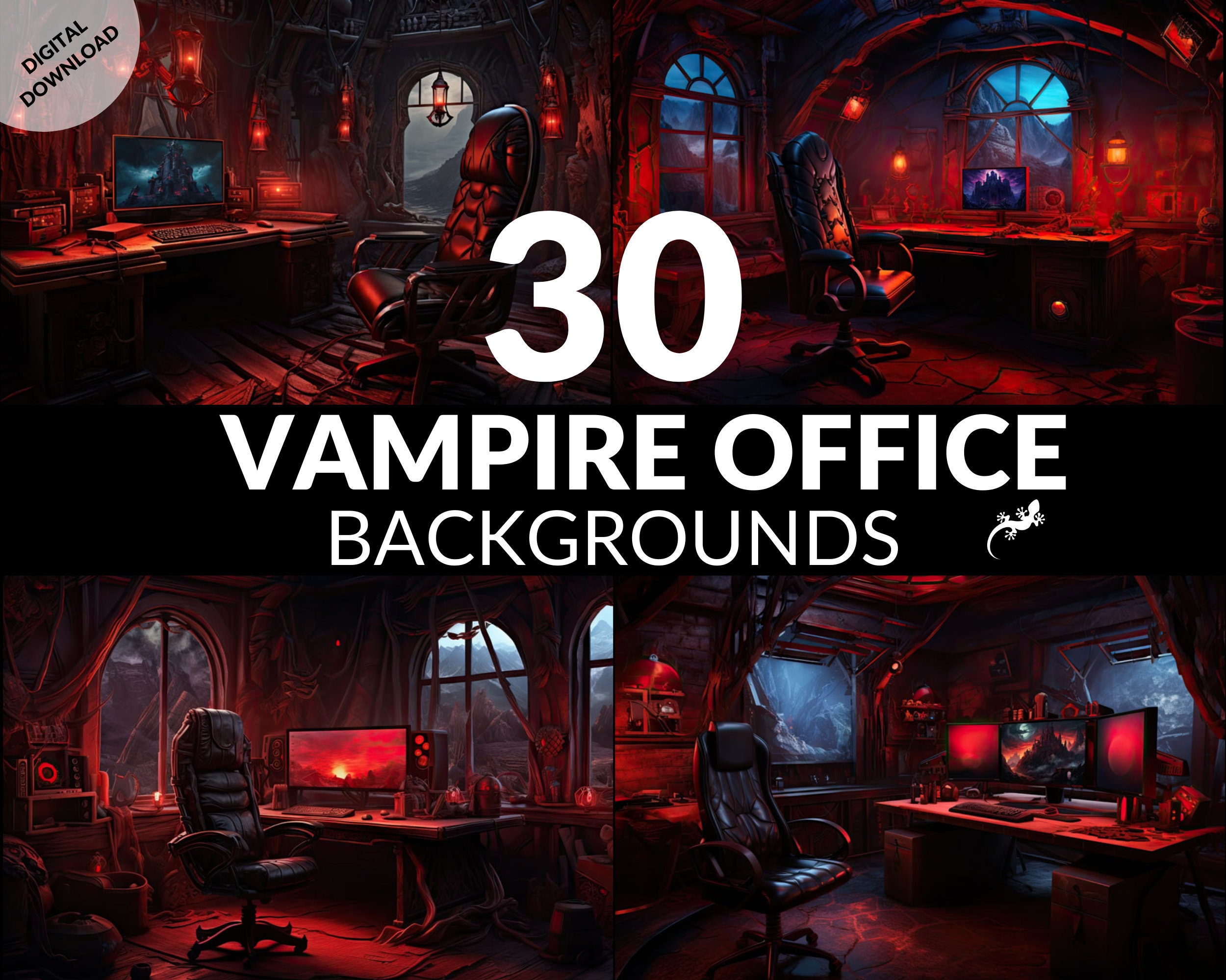 30 Vampire Office Vtuber Backgrounds, Gothic Stream Backgrounds, Twitch ...